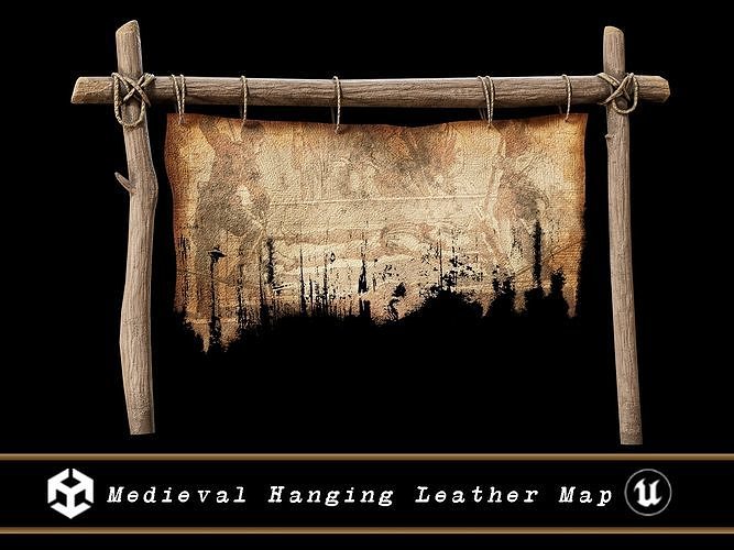 3D model Medieval Hanging Leather Map VR / AR / low-poly | CGTrader