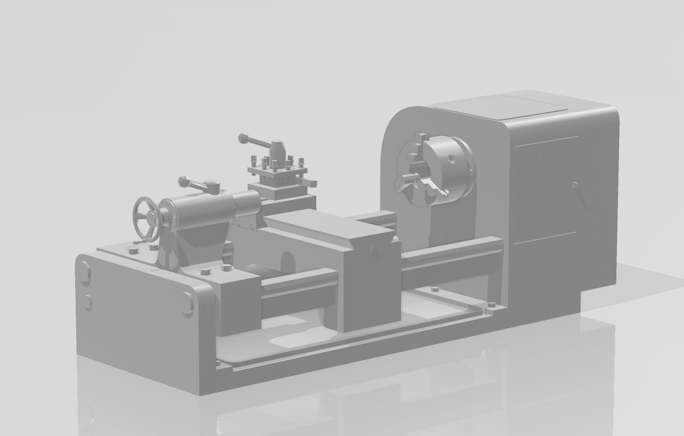 Industrial Lathe Machine 3D model 3D printable | CGTrader