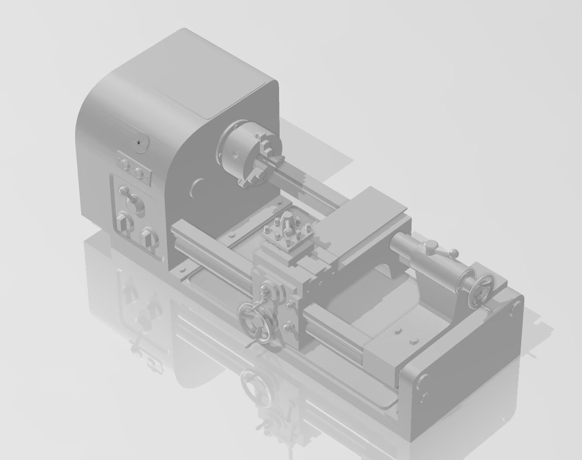 Industrial Lathe Machine 3D model 3D printable | CGTrader