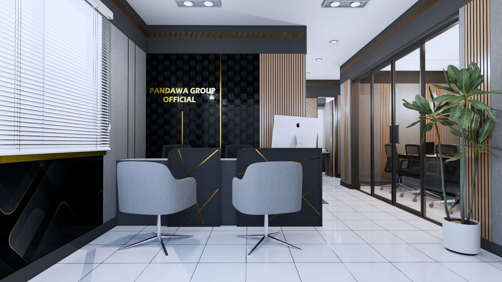 Modern Minimalist Office Design receptionist meeting room 3D model ...