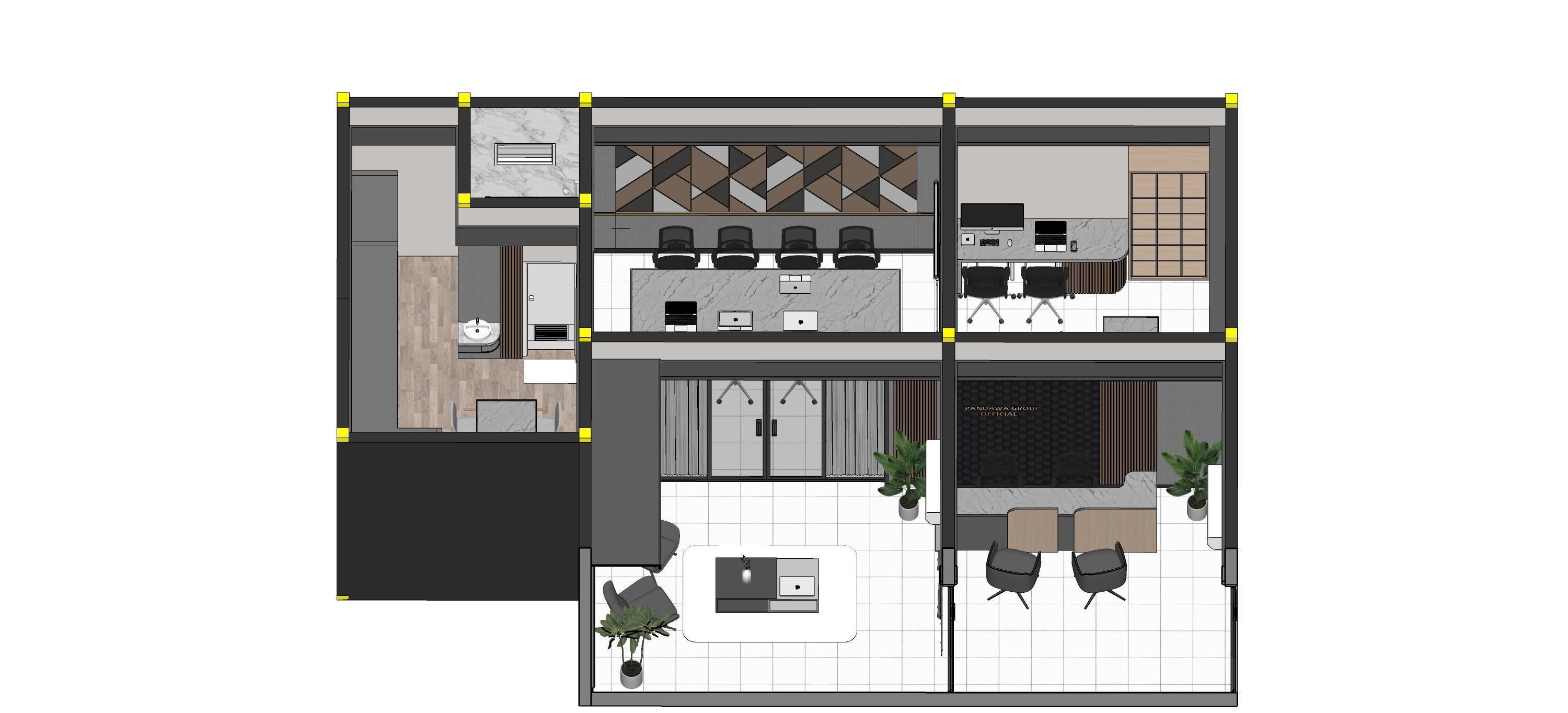 Modern Minimalist Office Design receptionist meeting room 3D model ...