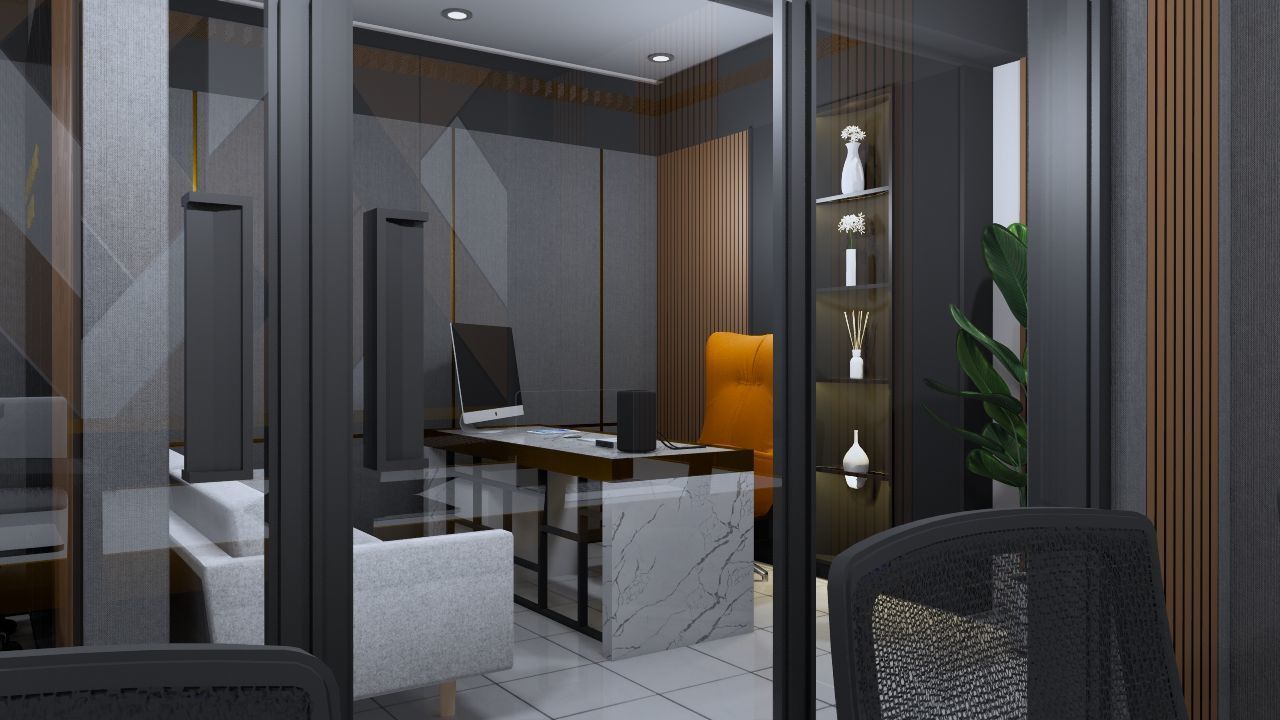 Modern Minimalist Office Design receptionist meeting room 3D model ...
