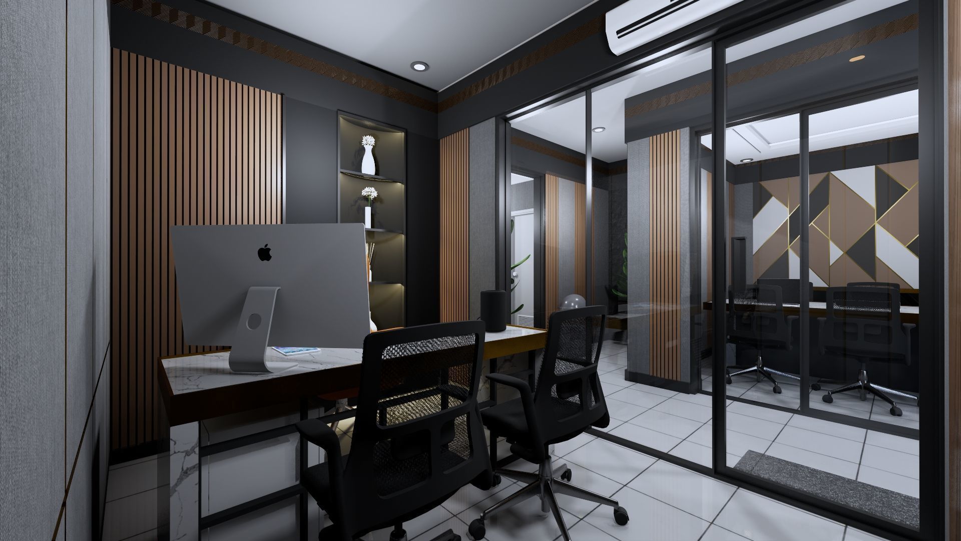 Modern Minimalist Office Design receptionist meeting room 3D model ...
