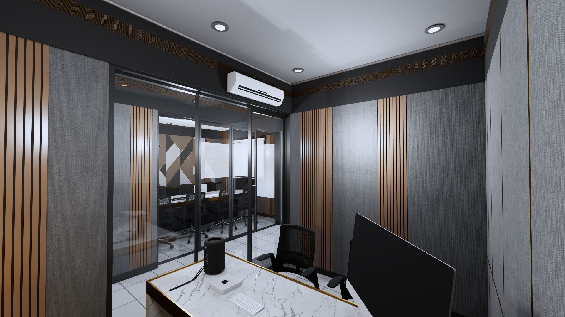 Modern Minimalist Office Design receptionist meeting room 3D model ...