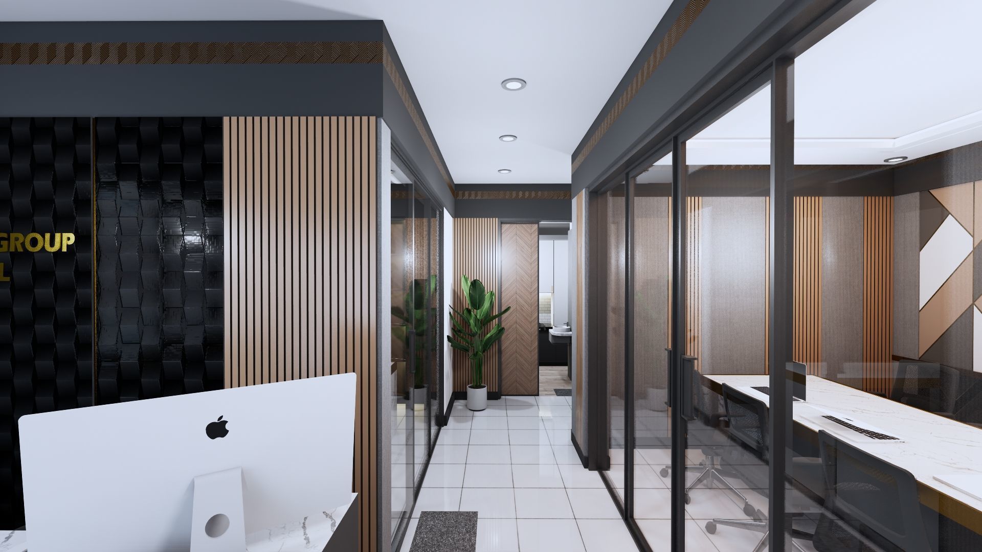 Modern Minimalist Office Design receptionist meeting room 3D model ...