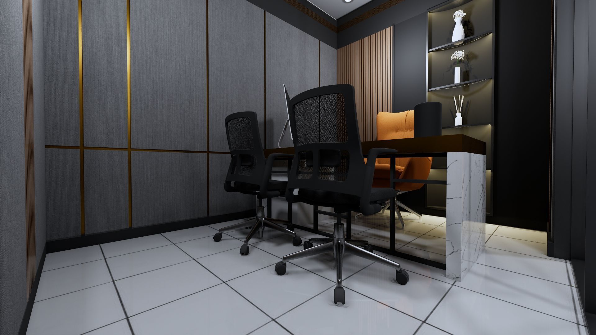 Modern Minimalist Office Design receptionist meeting room 3D model ...