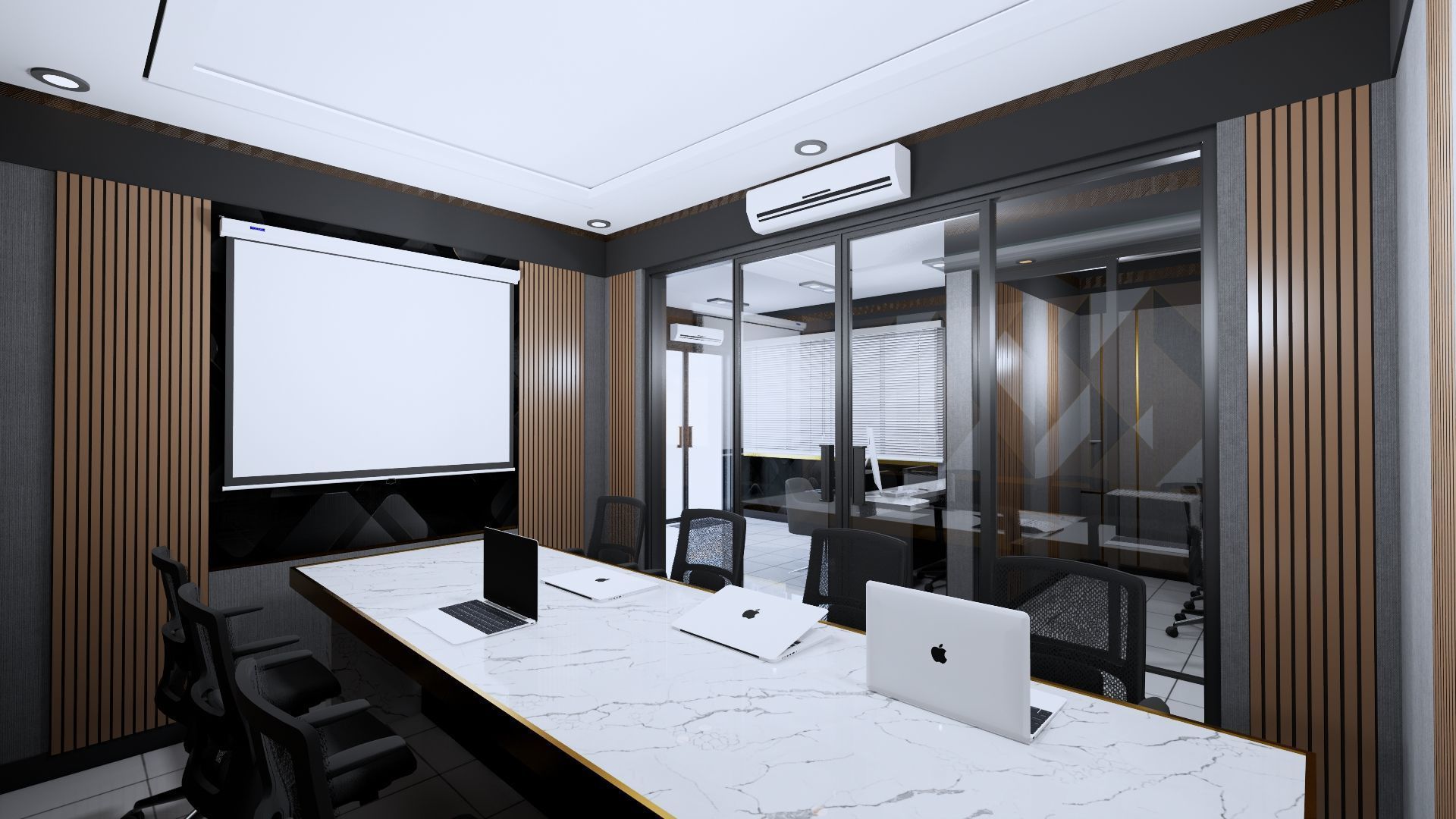 Modern Minimalist Office Design receptionist meeting room 3D model ...