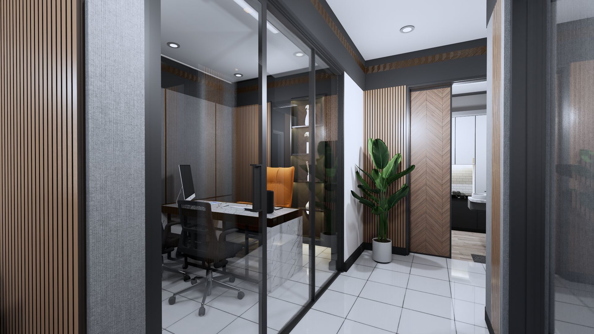 Modern Minimalist Office Design receptionist meeting room 3D model ...