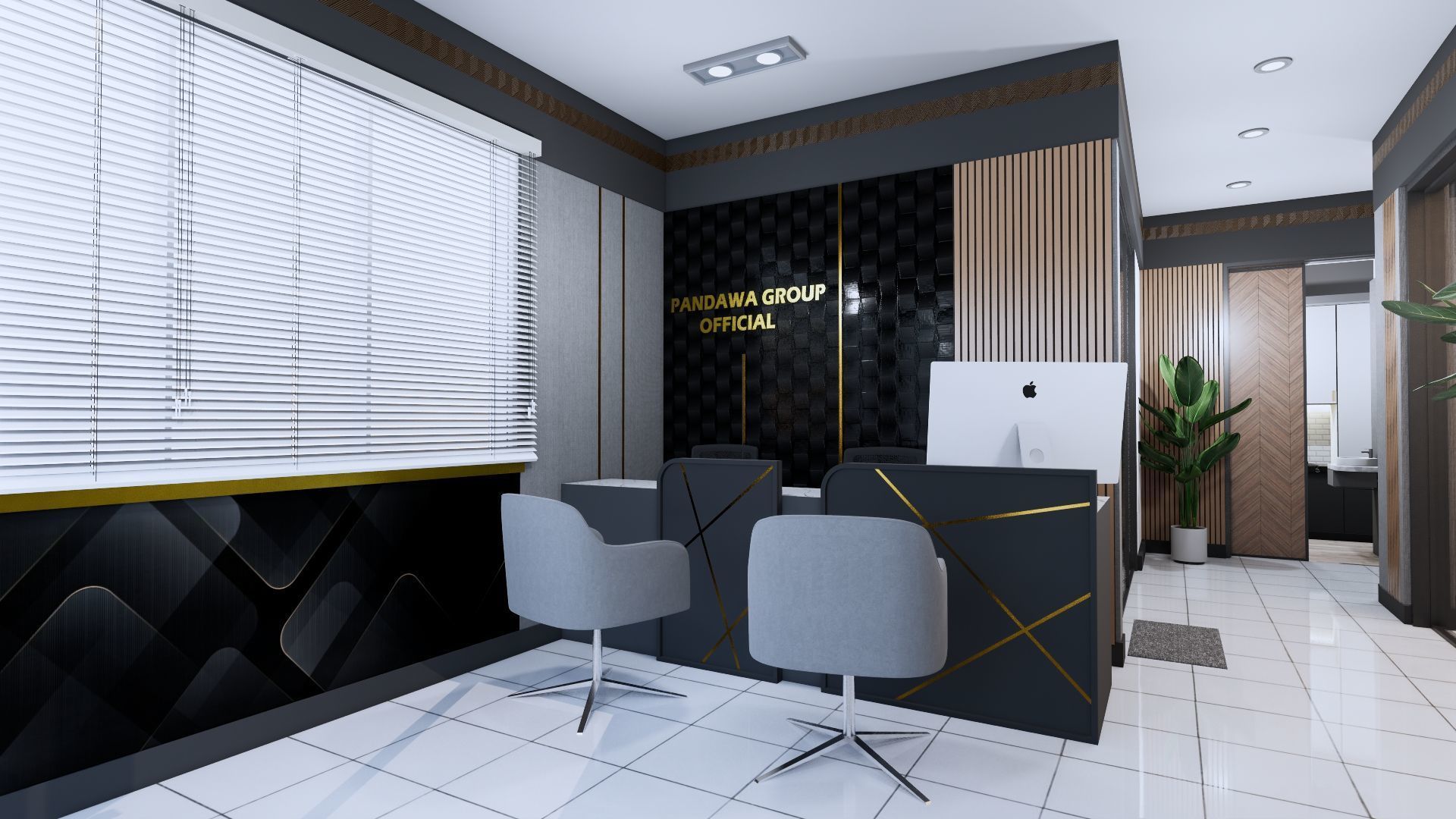 Modern Minimalist Office Design receptionist meeting room 3D model ...