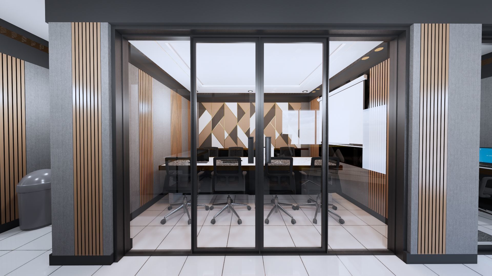 Modern Minimalist Office Design receptionist meeting room 3D model ...