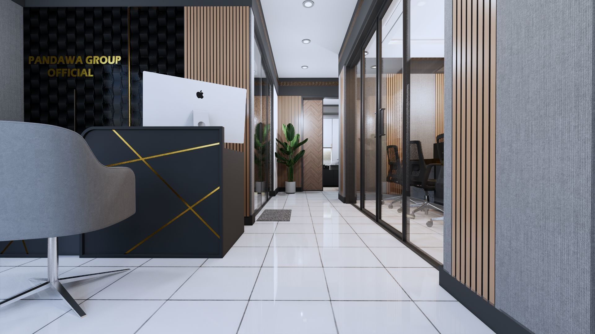 Modern Minimalist Office Design receptionist meeting room 3D model ...