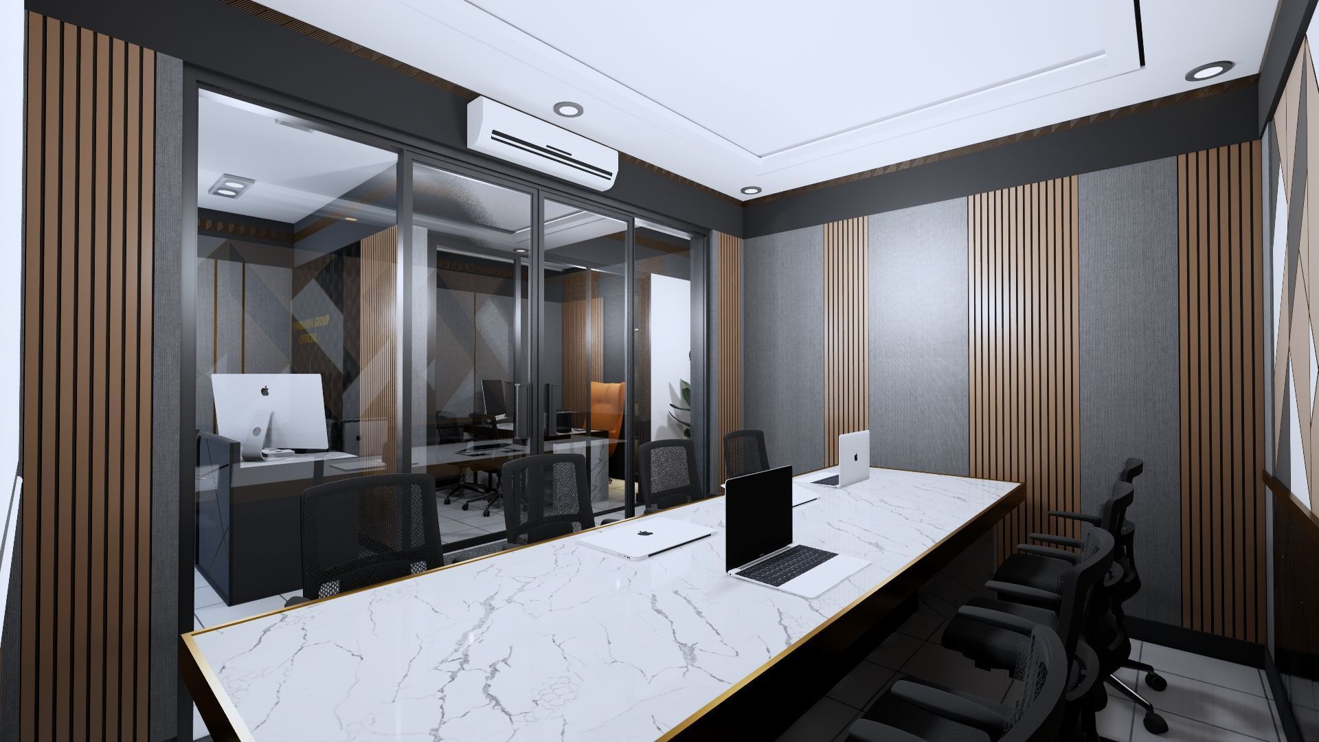 Modern Minimalist Office Design receptionist meeting room 3D model ...