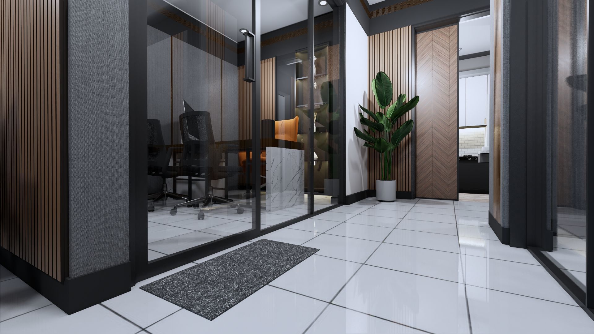 Modern Minimalist Office Design receptionist meeting room 3D model ...