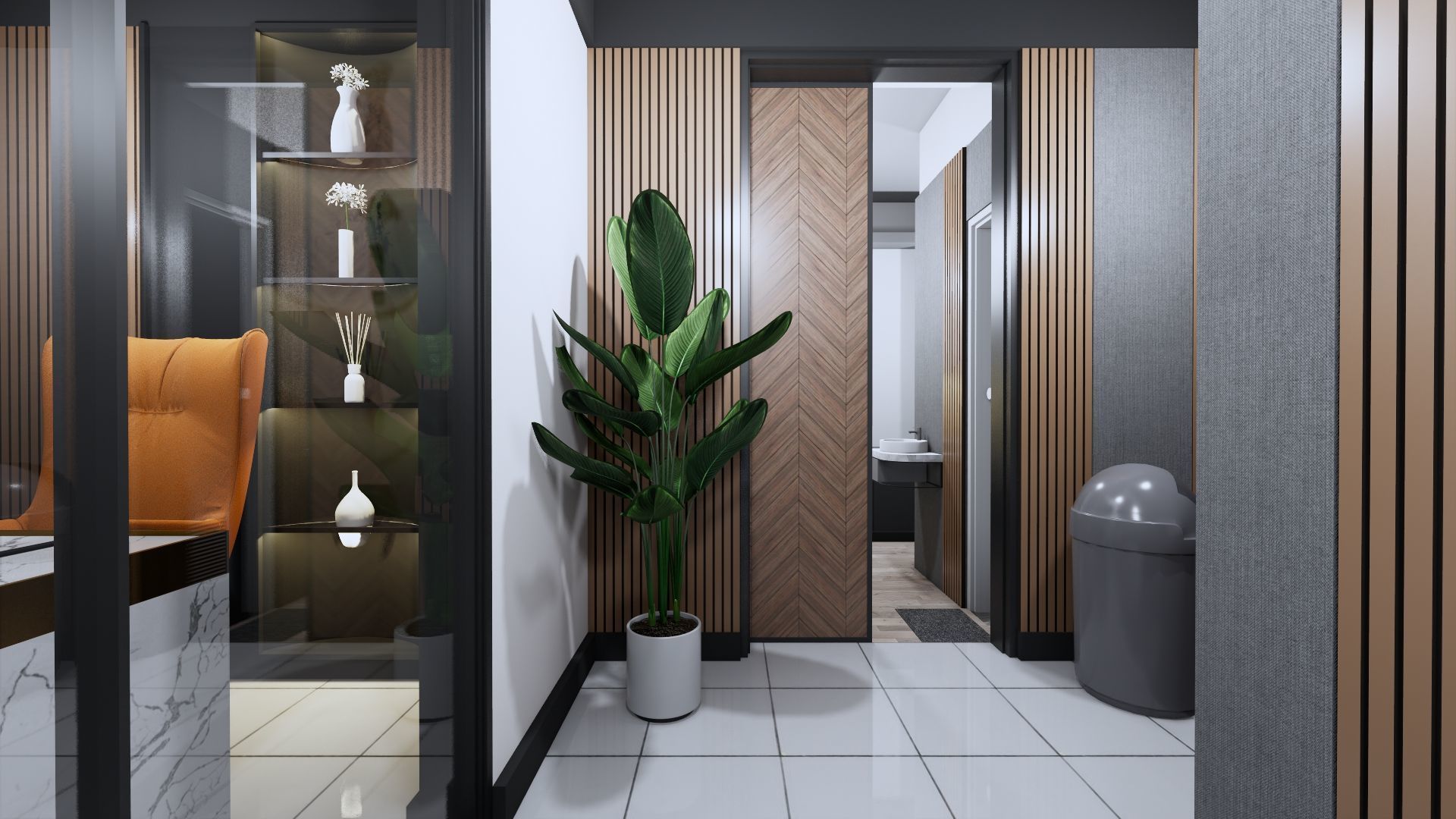 Modern Minimalist Office Design receptionist meeting room 3D model ...