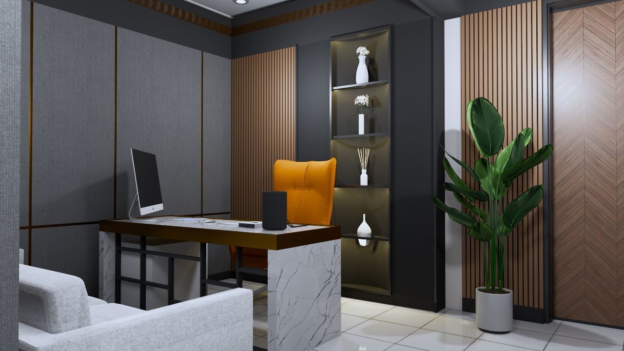 Modern Minimalist Office Design receptionist meeting room 3D model ...