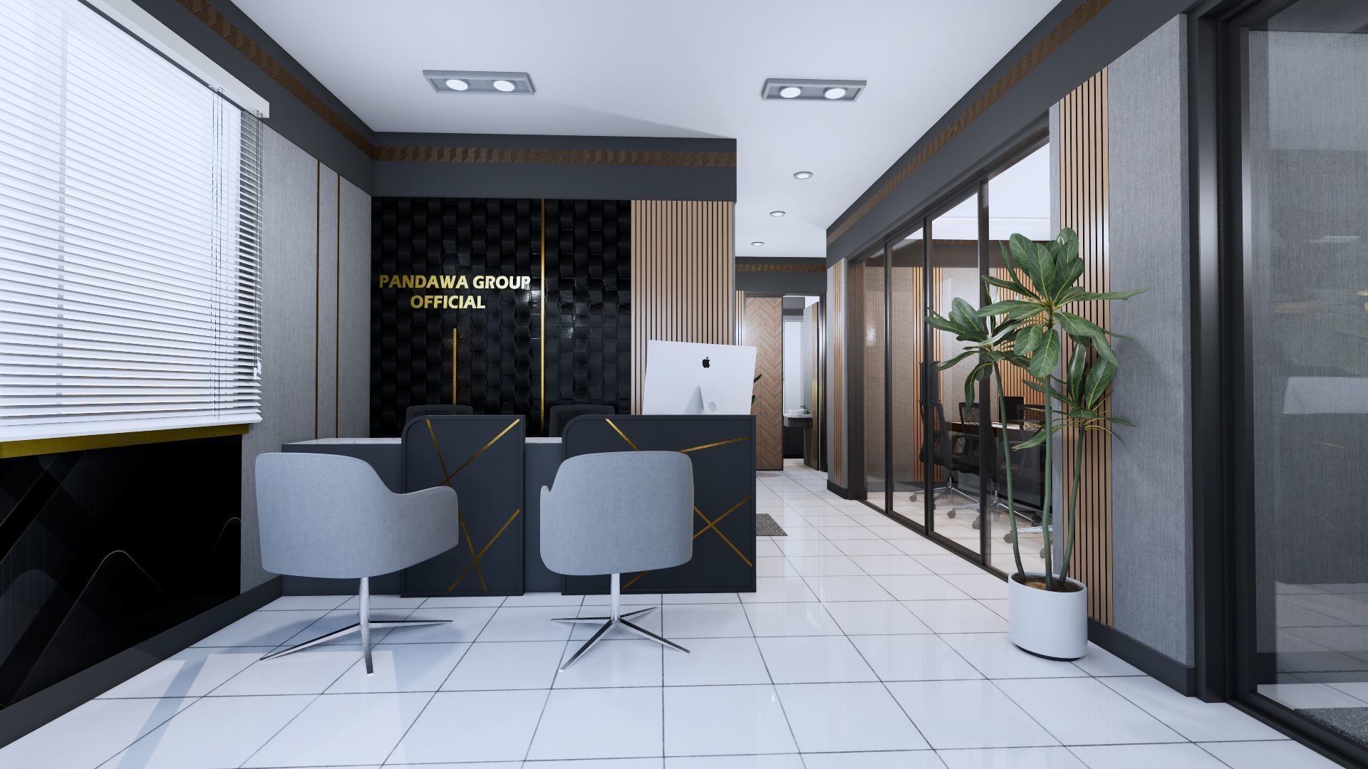 Modern Minimalist Office Design receptionist meeting room 3D model ...