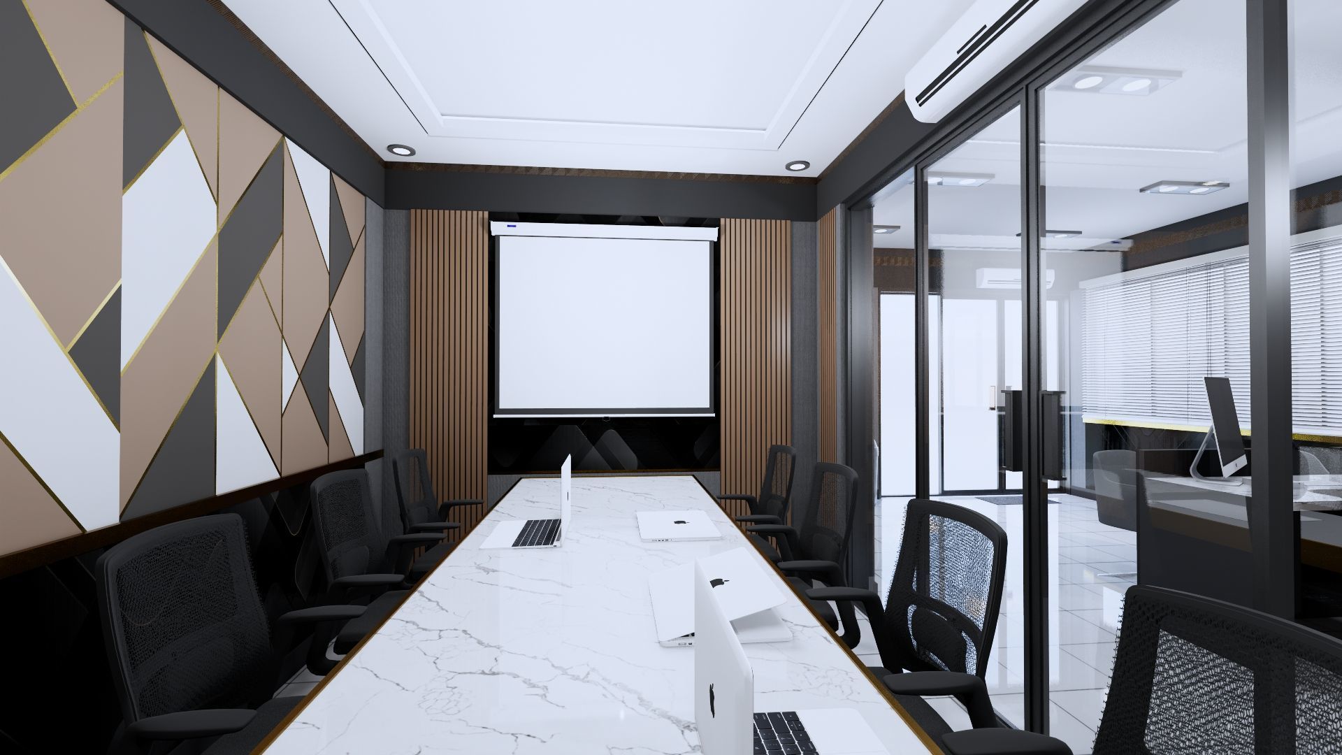 Modern Minimalist Office Design receptionist meeting room 3D model ...