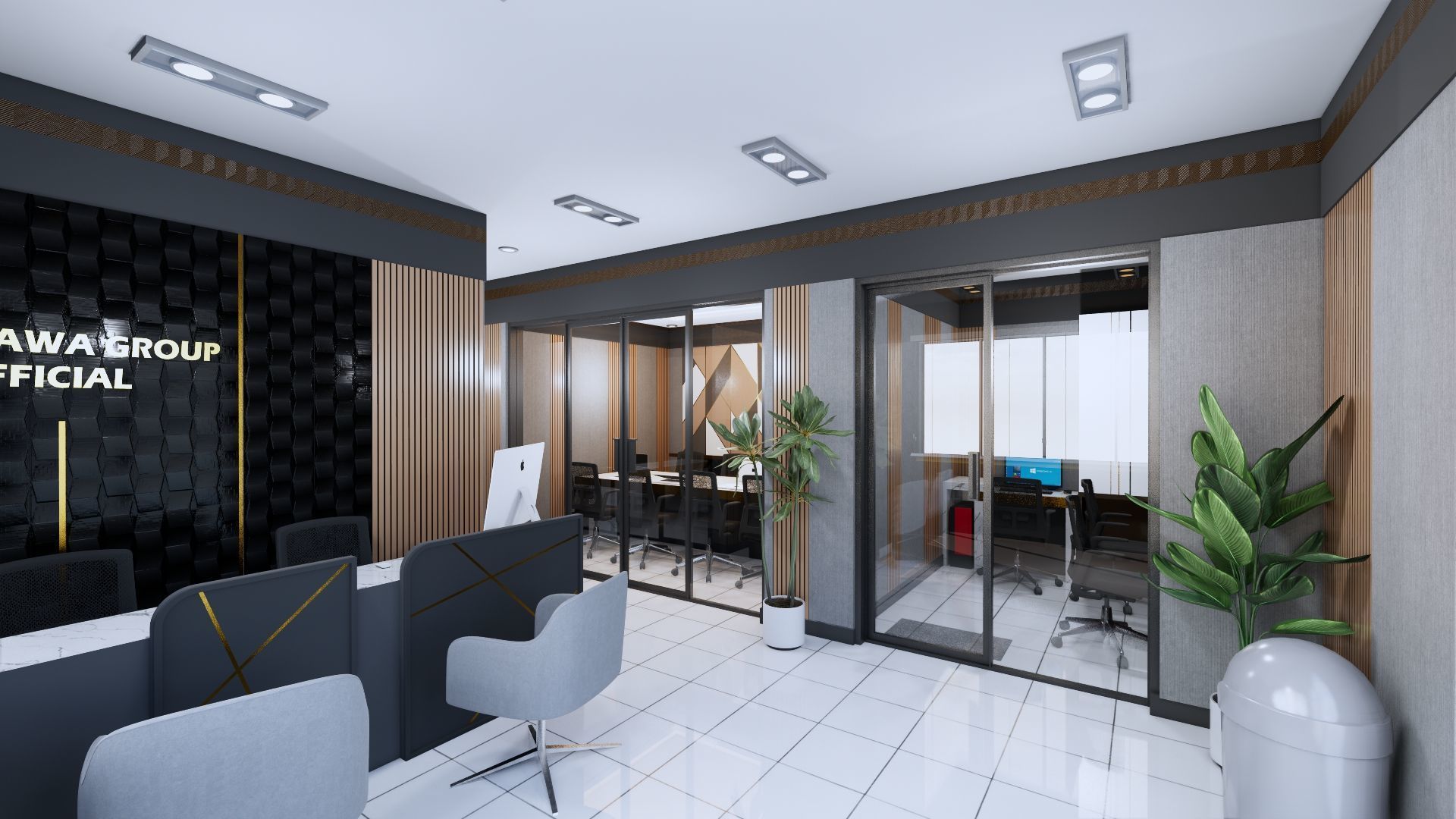 Modern Minimalist Office Design receptionist meeting room 3D model ...