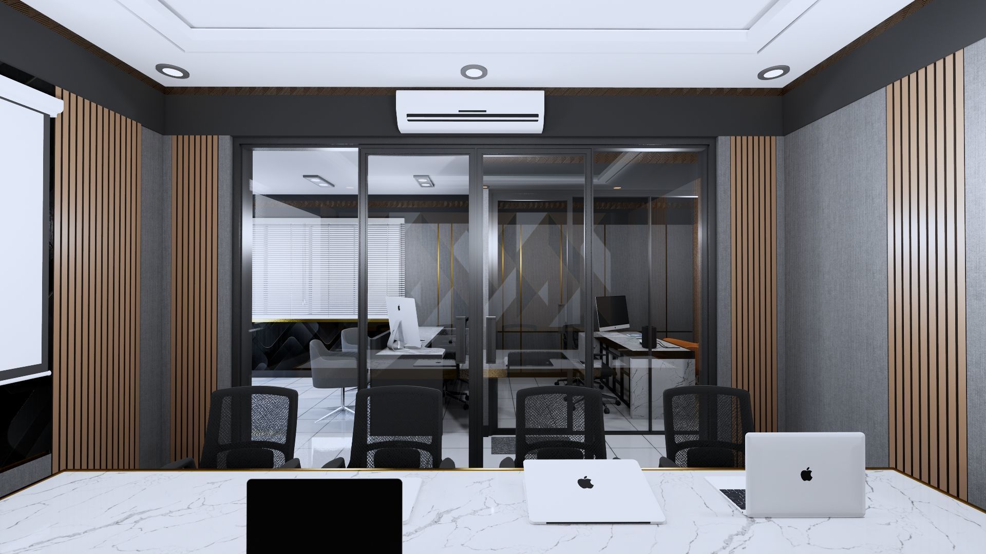 Modern Minimalist Office Design receptionist meeting room 3D model ...