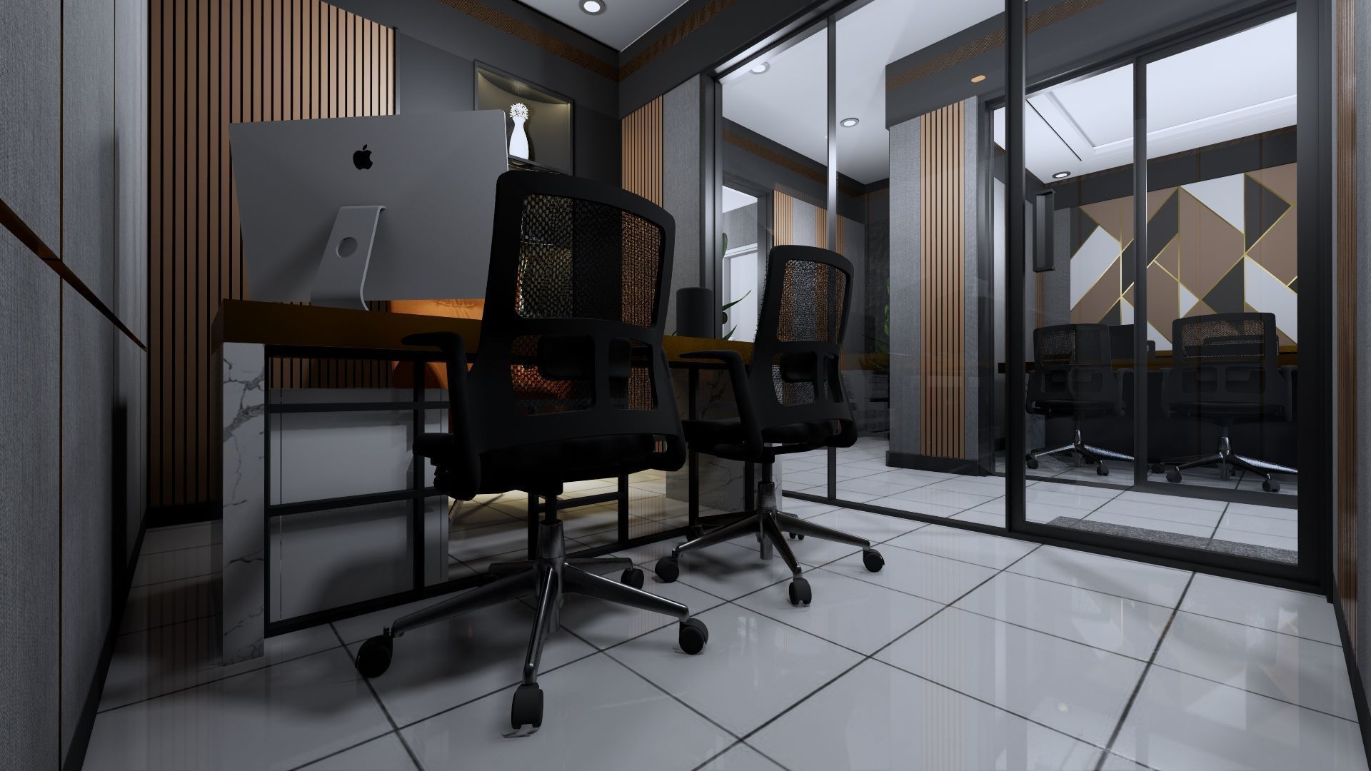 Modern Minimalist Office Design receptionist meeting room 3D model ...