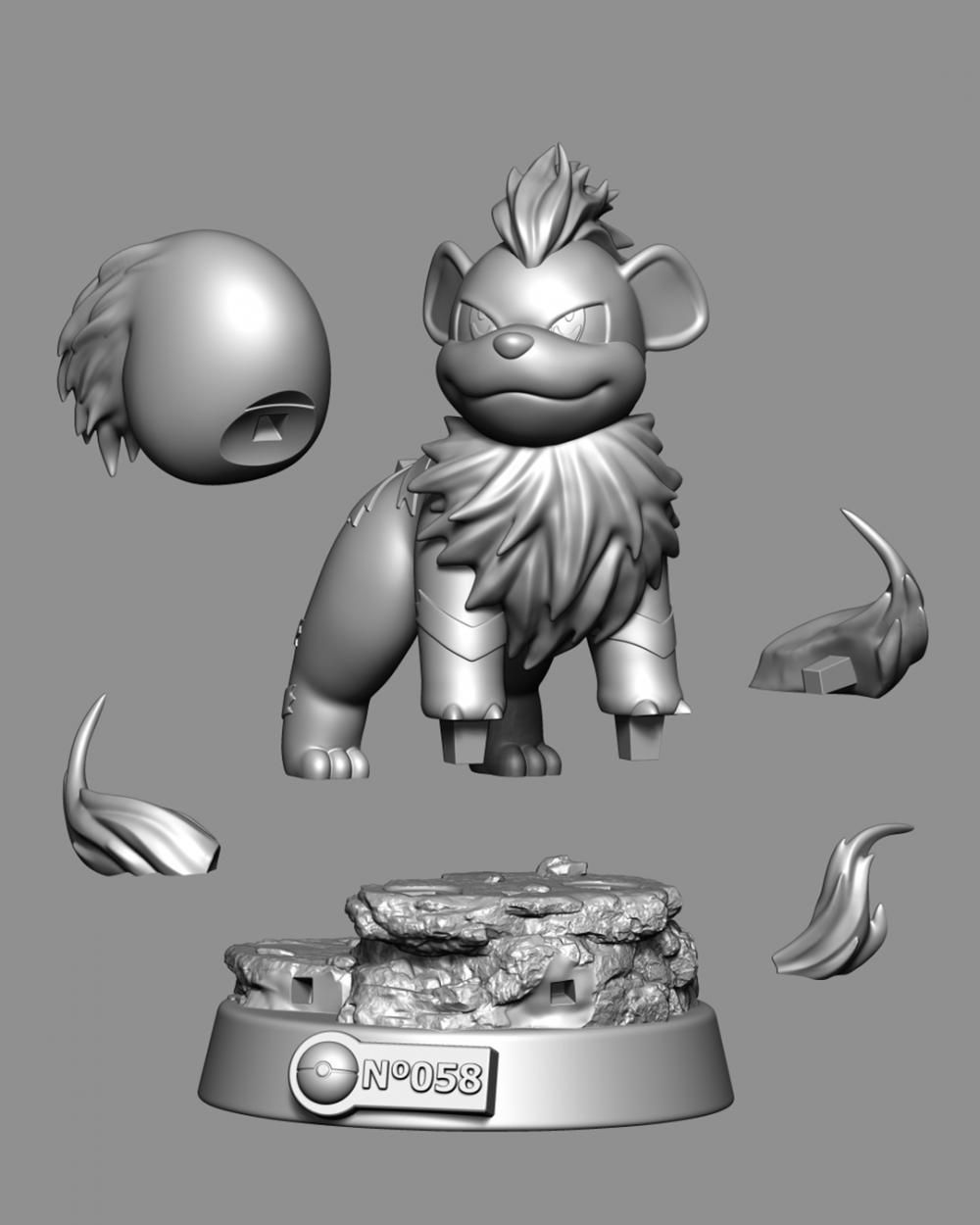 Pokemon Growlithe 3D Model Ready to Print 3D model 3D printable | CGTrader