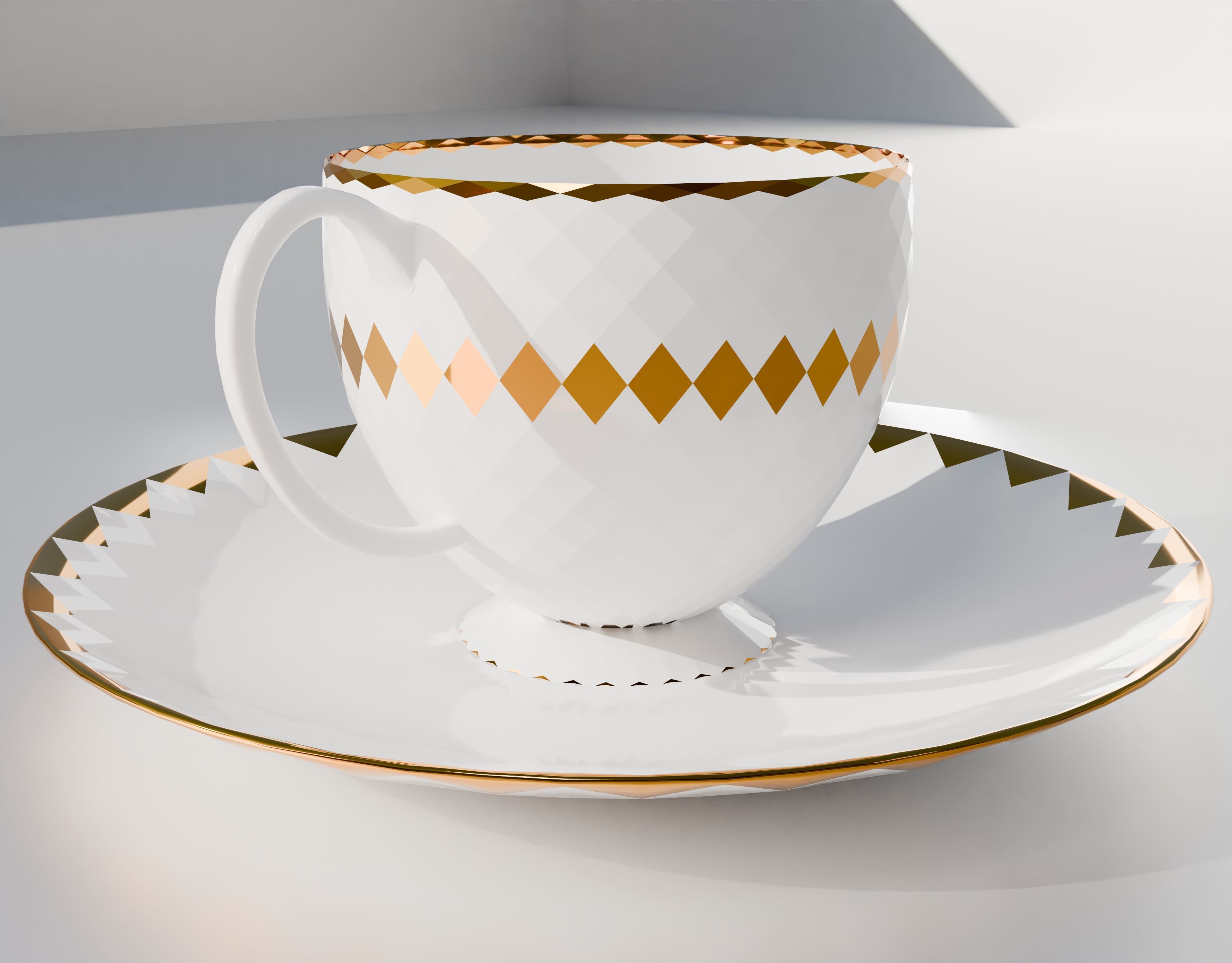 Cups of Tea with Plates free 3D model | CGTrader