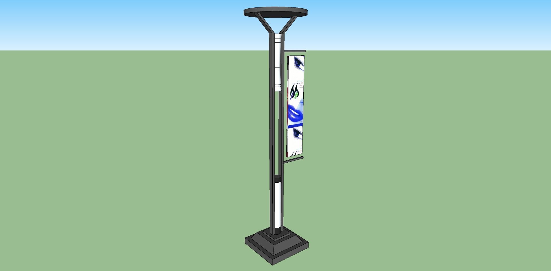 Modern light pole banner sketchup 3D model | CGTrader