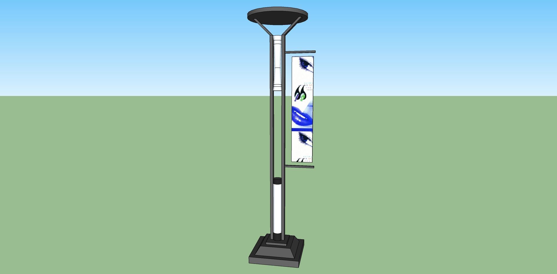 Modern light pole banner sketchup 3D model | CGTrader