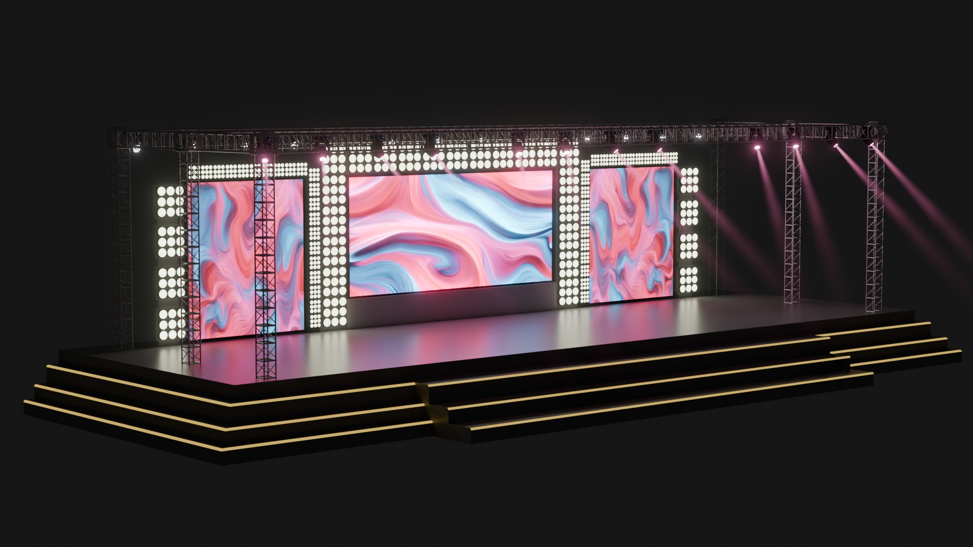 Entertainment Concert Event Stage 3D Model with Lights Setup 3D model ...