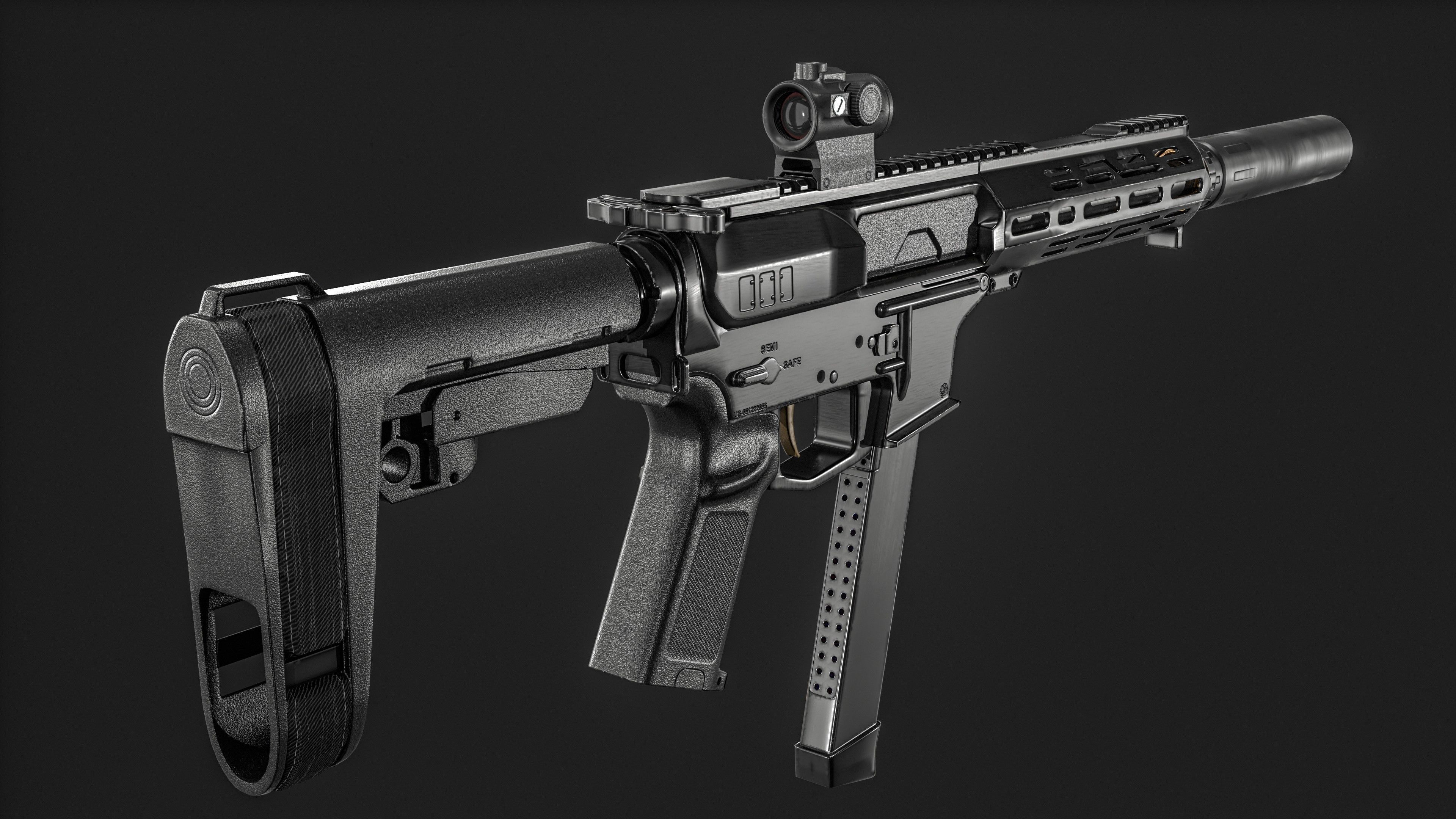 3D model CMMG MKGs Banshee 9mm AR Pistol VR / AR / low-poly | CGTrader