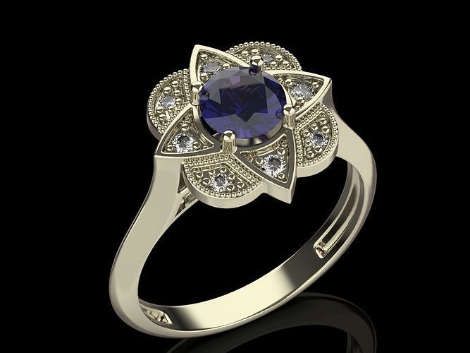 Halo ring 007 6mm center stone 3D model 3D printable | CGTrader