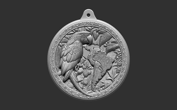 HM Parrot and Forest Keychain 012 3D model 3D printable | CGTrader