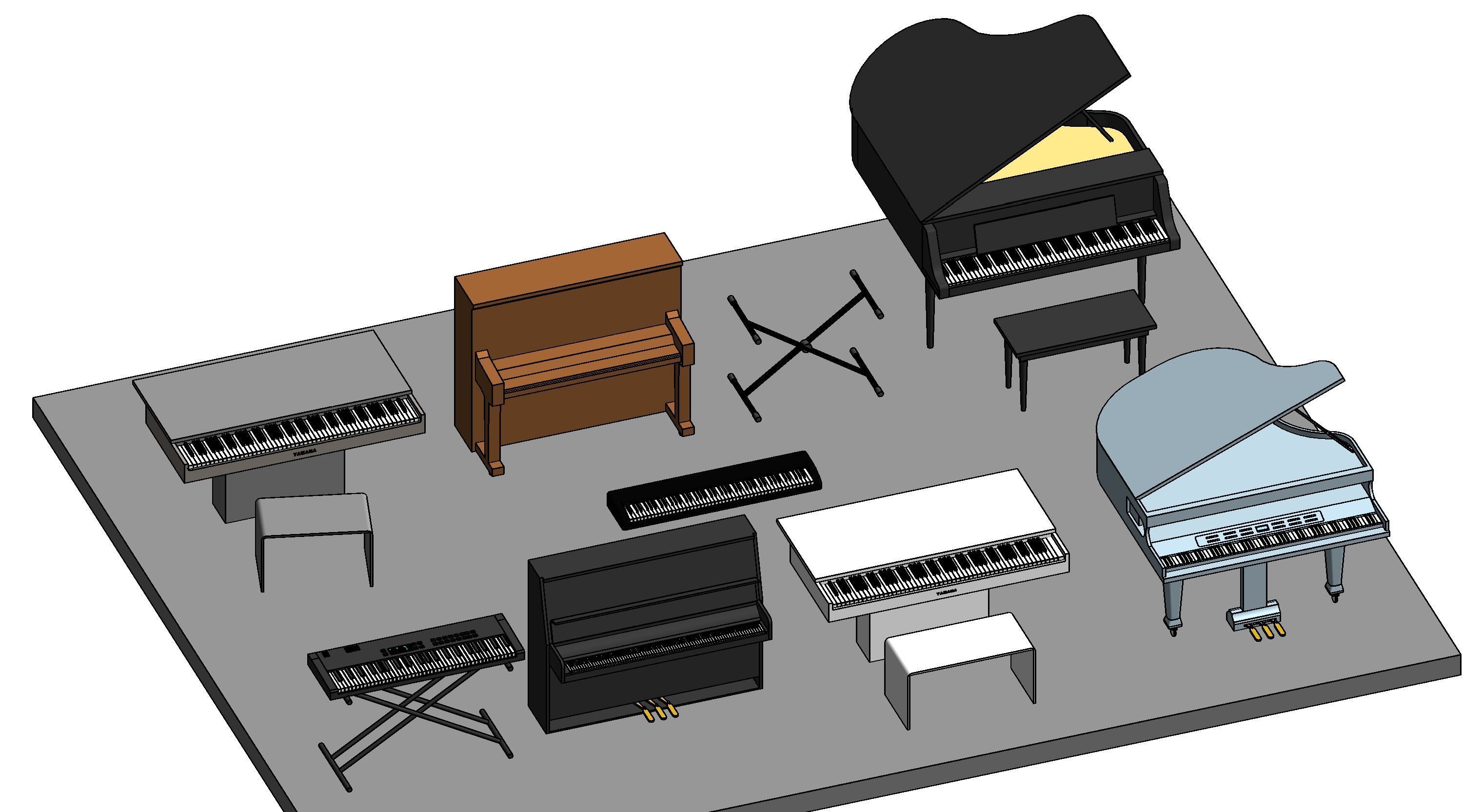 Piano Revit Family Revit 3D model | CGTrader