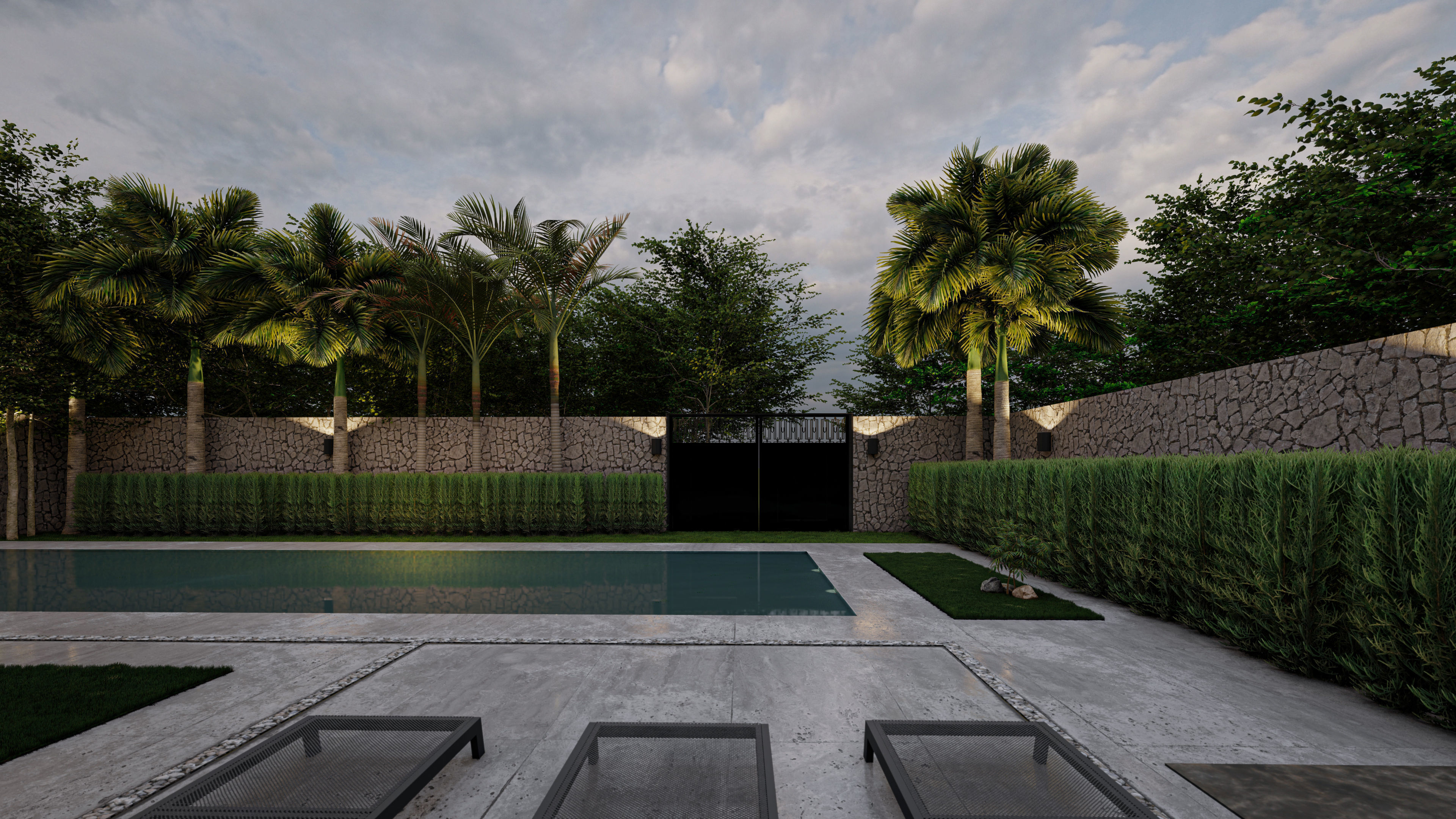 Modern Tropical Villa with Pool Lush Landscaping - Lumion Scene 3D ...