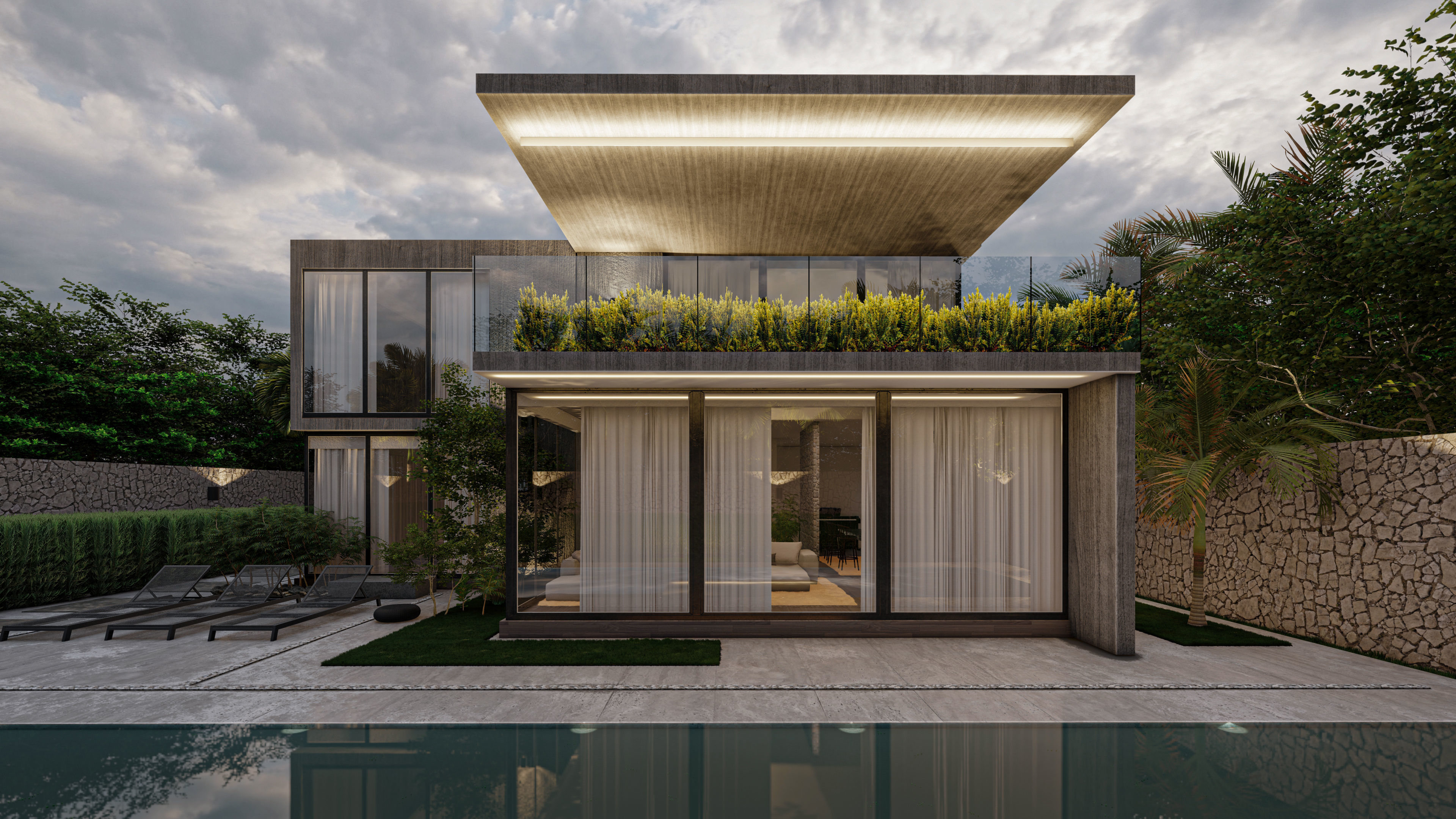Modern Tropical Villa with Pool Lush Landscaping - Lumion Scene 3D ...