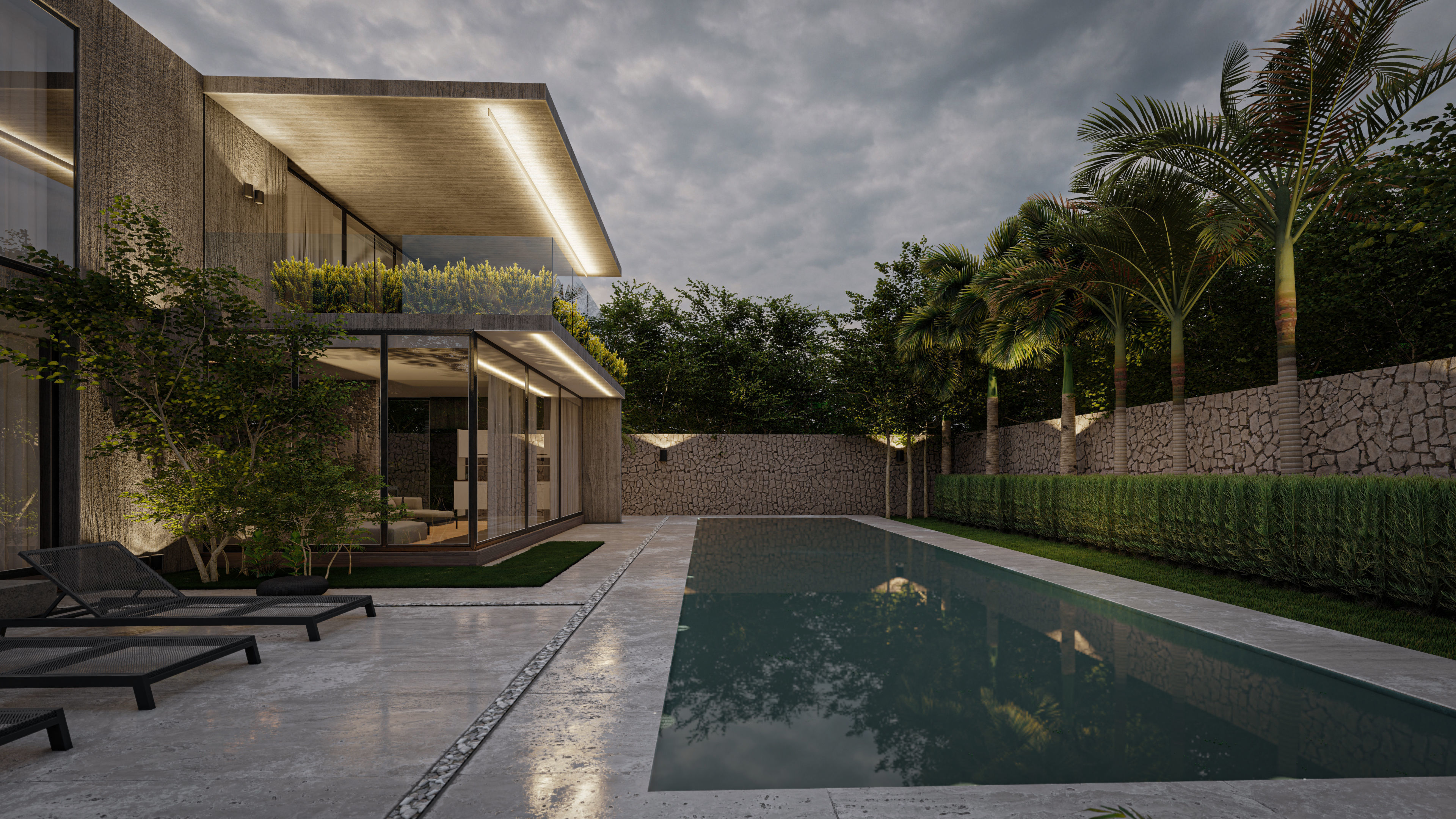 Modern Tropical Villa with Pool Lush Landscaping - Lumion Scene 3D ...