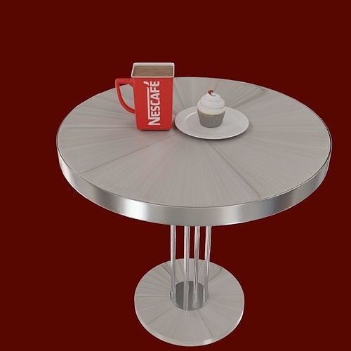 Nescafe Coffee cup with Cup cake and Coffee Table free VR / AR / low ...