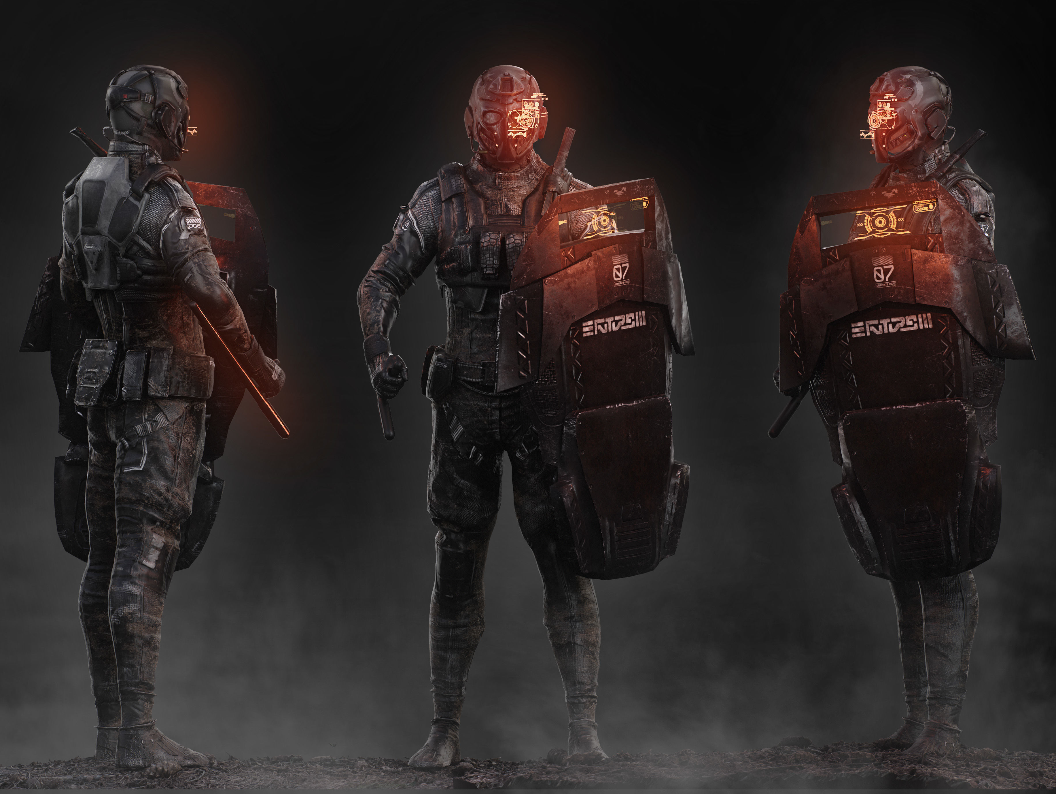 3D model Sci Fi Riot Soldier VR / AR / low-poly | CGTrader