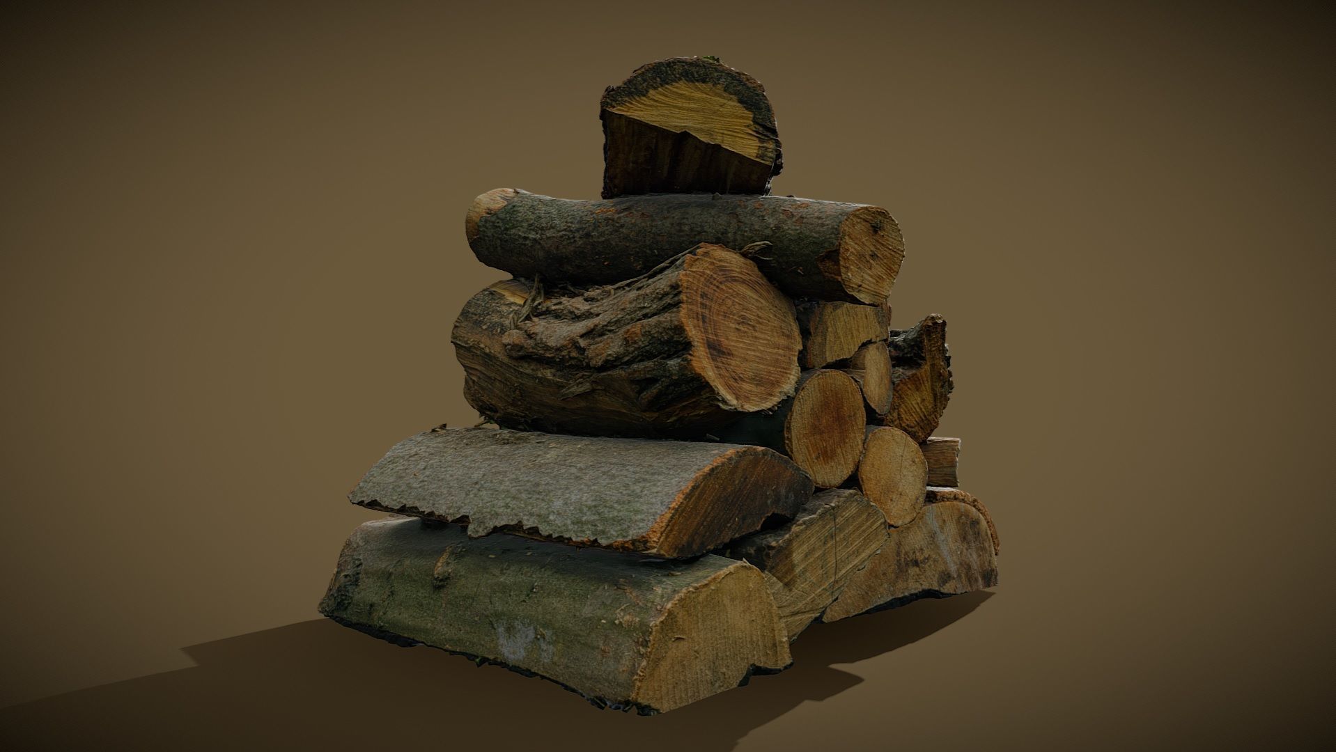 Stacked firewood free 3D model | CGTrader