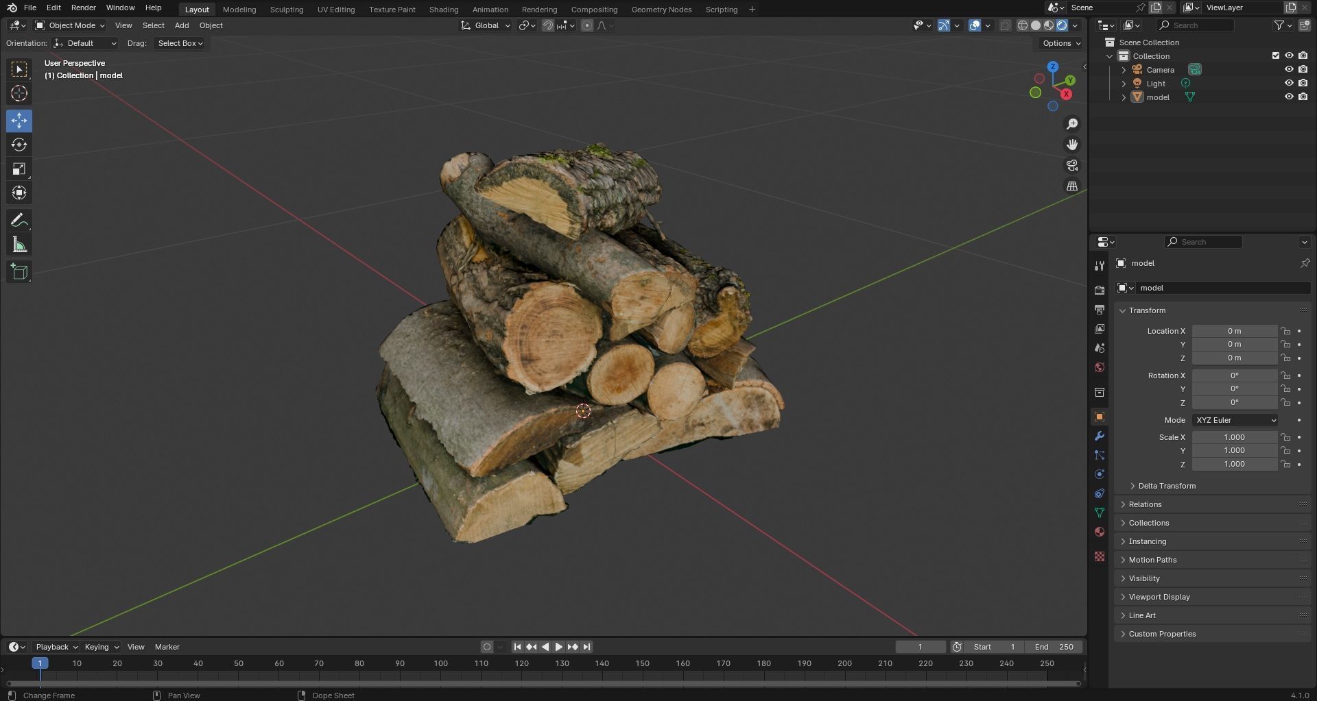 Stacked firewood free 3D model | CGTrader