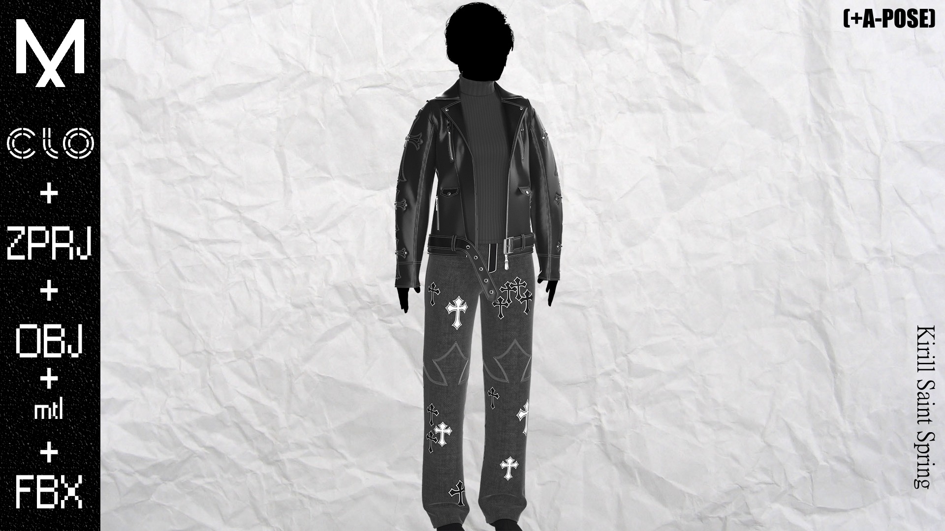 Chrome Hearts Outfit Marvelous designer Clo3d OBJ mtl FBX ZPRJ 3D model ...