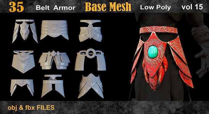 3D model 35 Belt Armor Base Mesh vol 15 VR / AR / low-poly | CGTrader