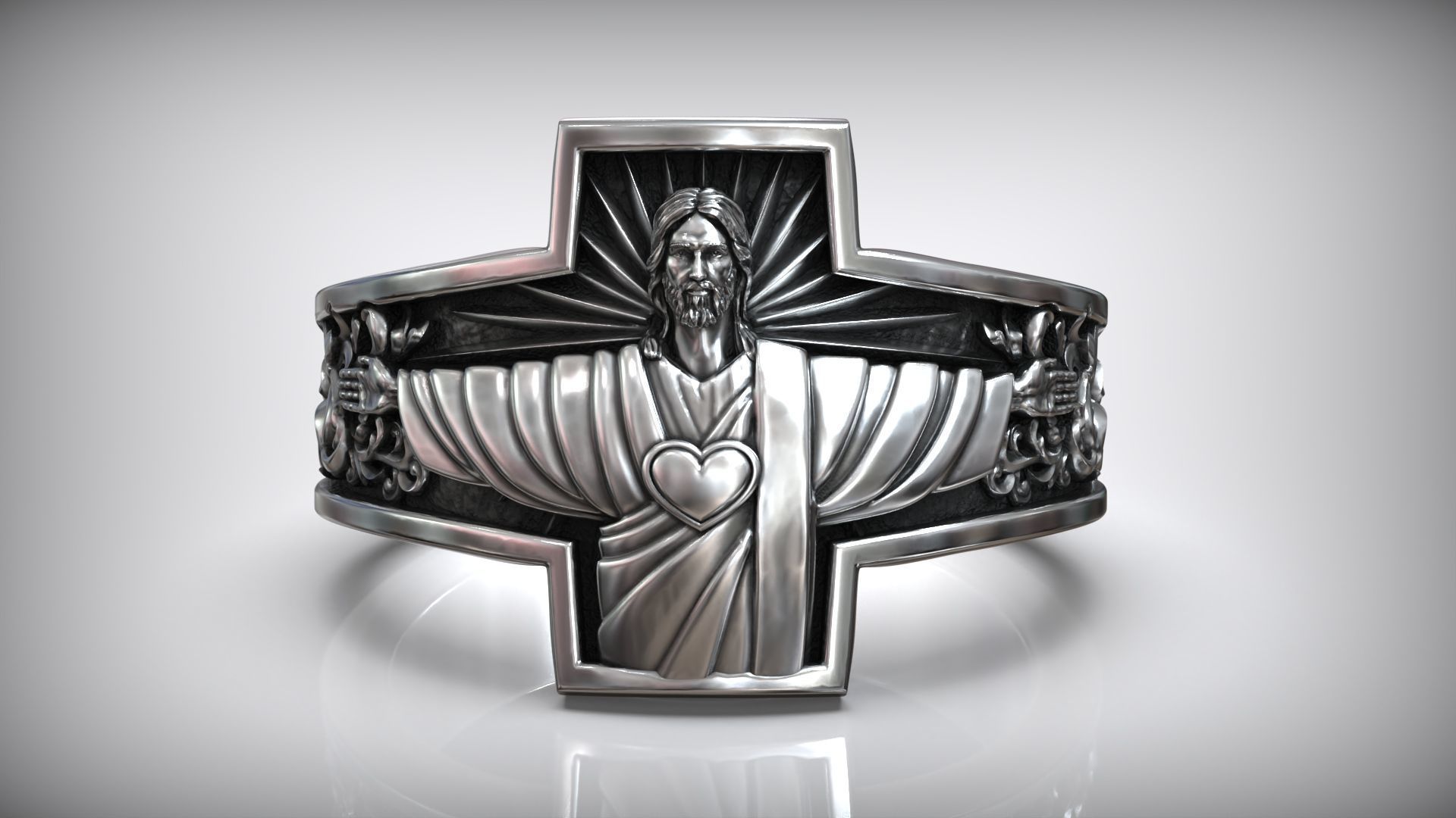 Jesus Christ The Protector Statue Cross Pattern Band 3D model 3D ...