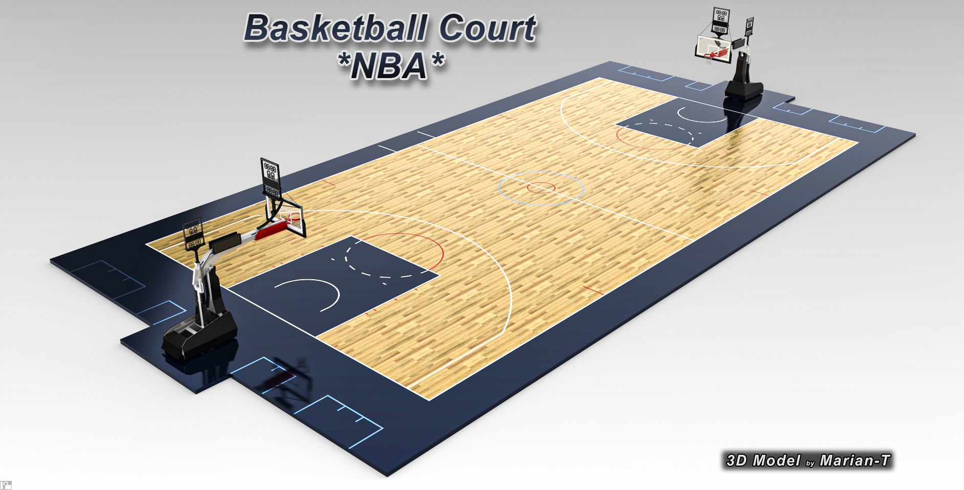 3D model Basketball Court -NBA Dimensions VR / AR / low-poly | CGTrader