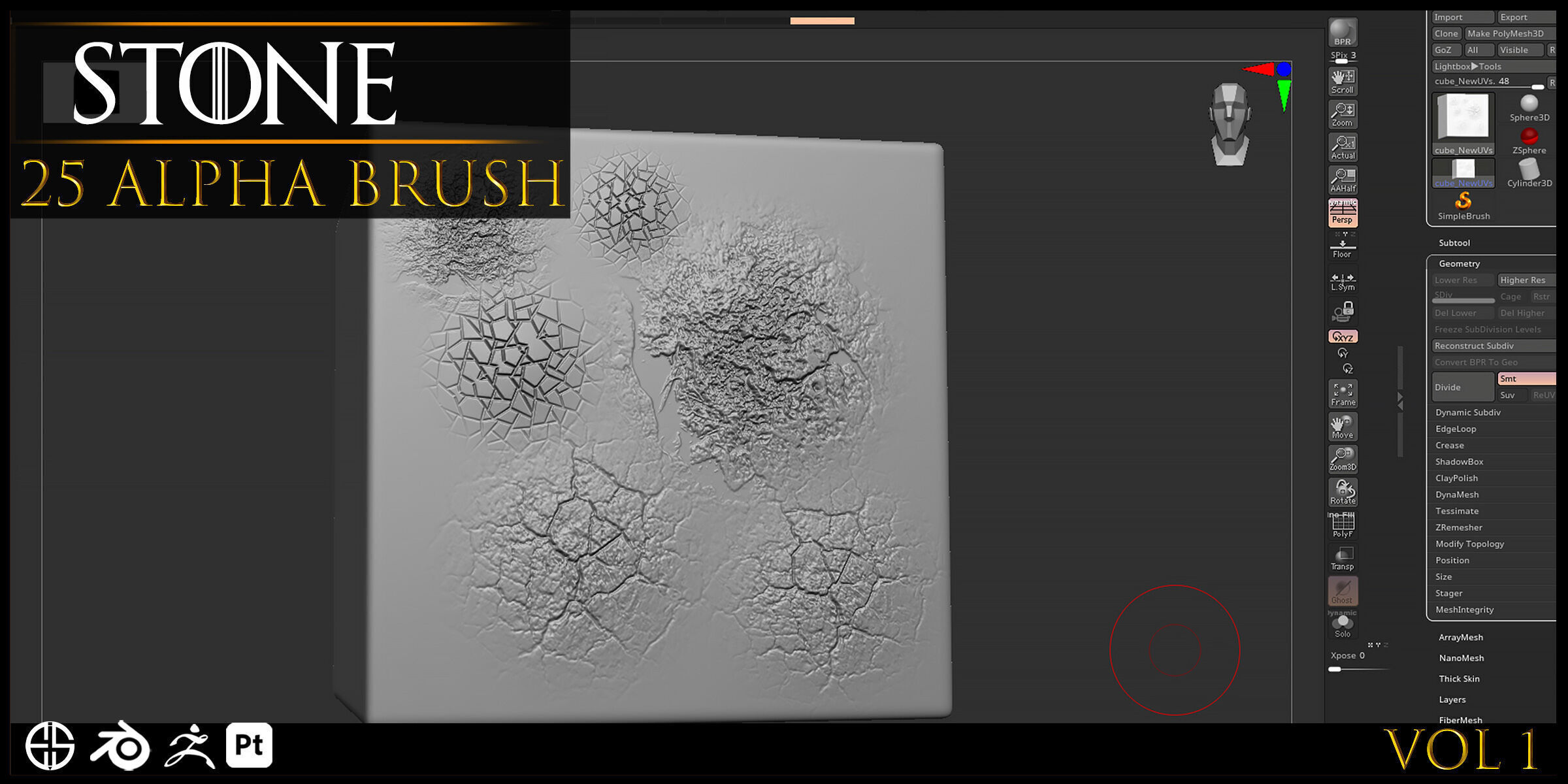 25 Real Stone Alpha Brushes - Blender Alpha Brush - Zbrush Alpha 3D ...