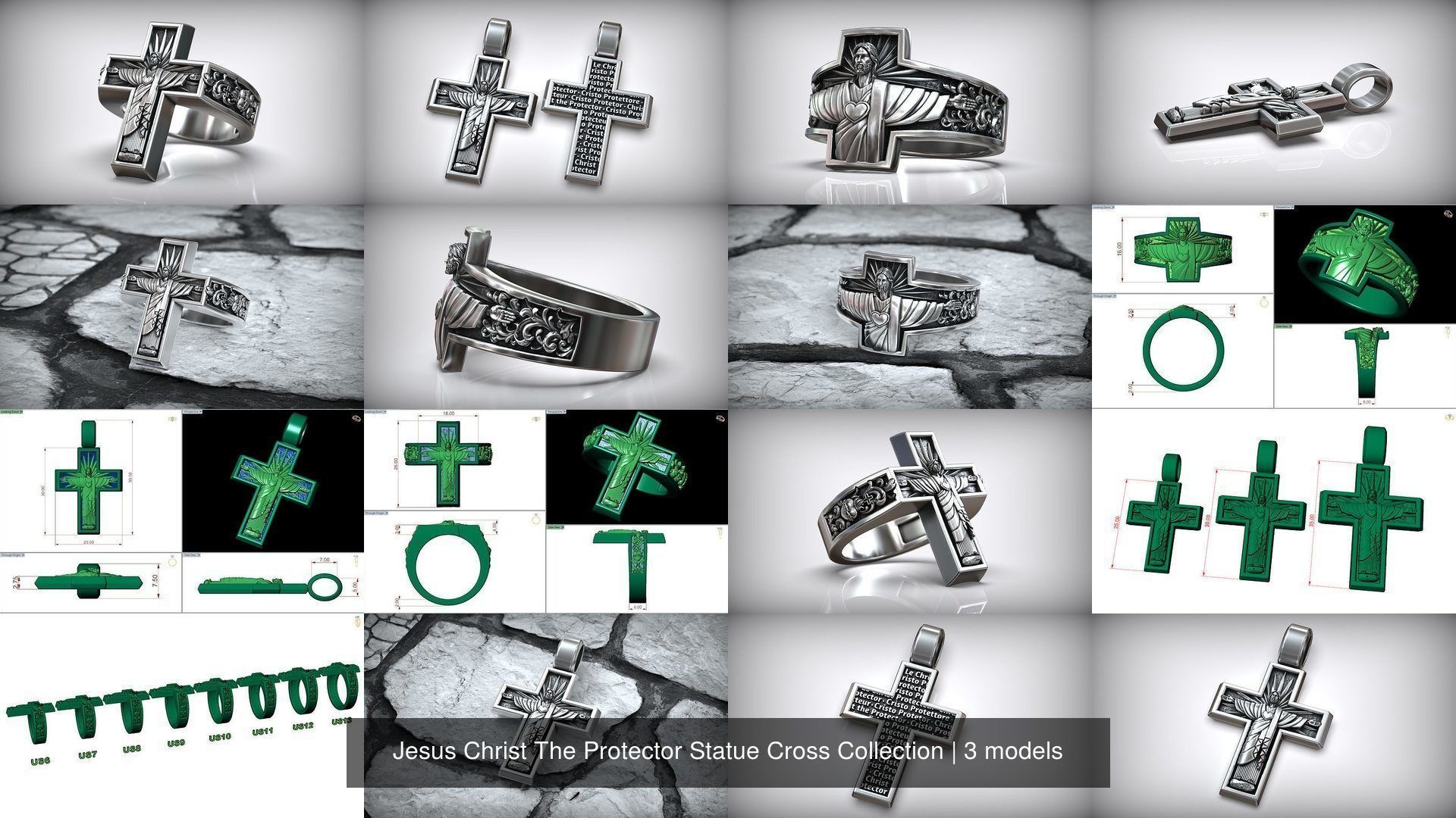 Jesus Christ The Protector Statue Cross Collection 3D printable | CGTrader
