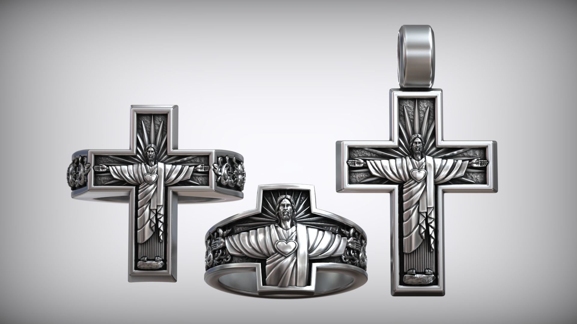 Jesus Christ The Protector Statue Cross Collection 3D printable | CGTrader