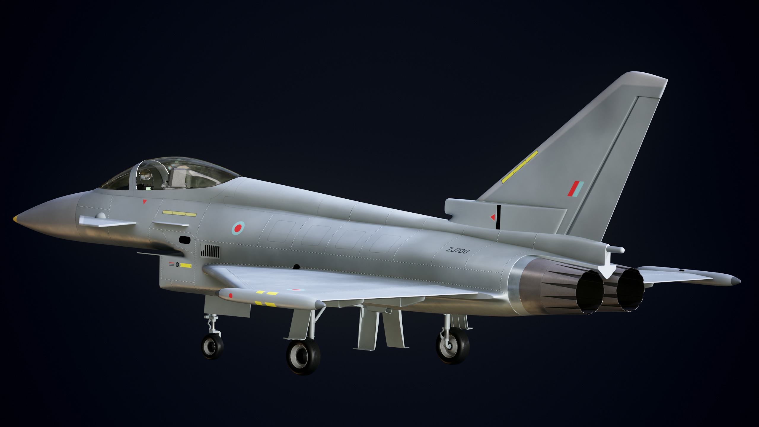 3D model Eurofighter Typhoon With The Cockpit Military Jet Plane VR ...