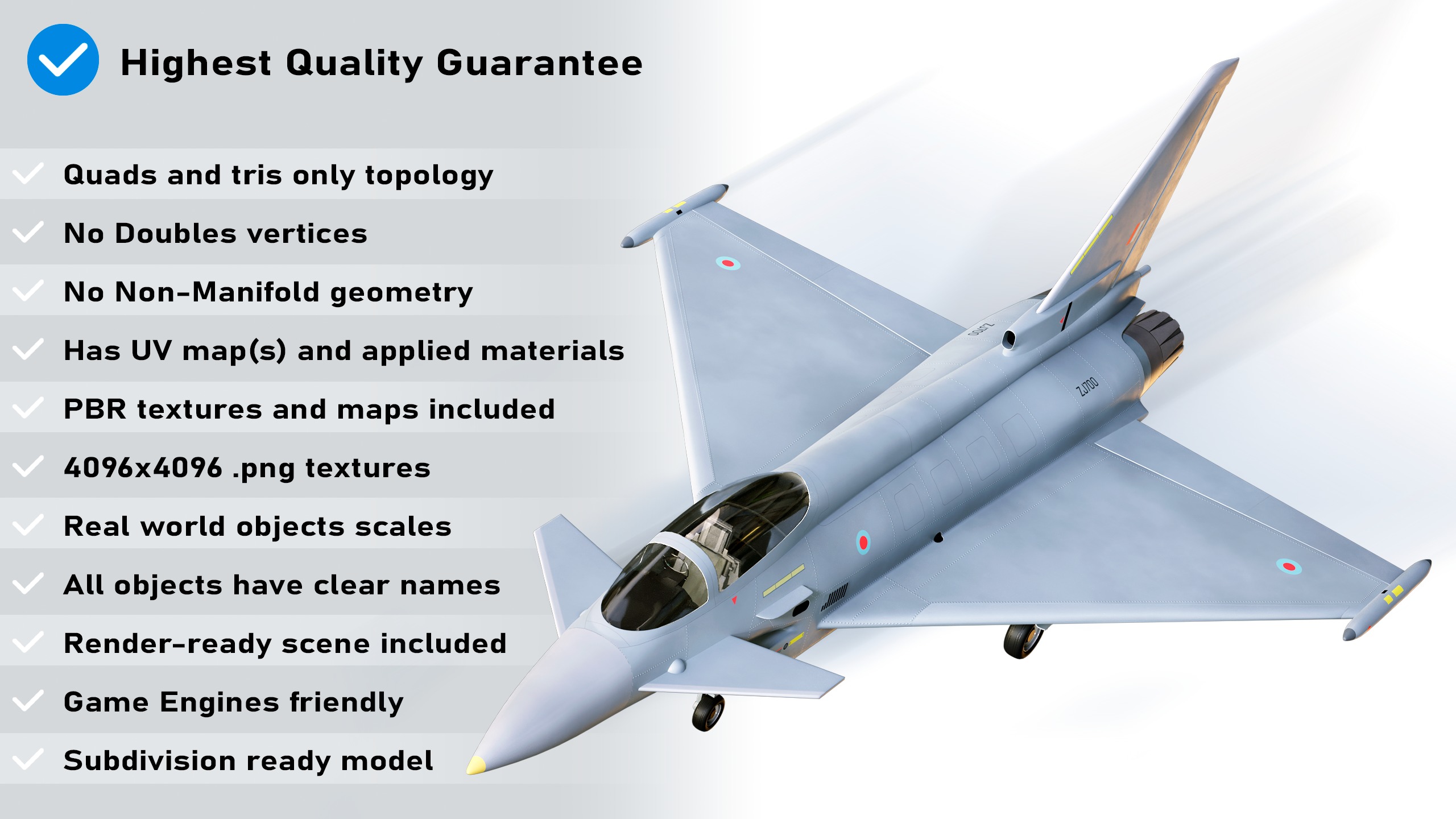 3D model Eurofighter Typhoon With The Cockpit Military Jet Plane VR ...