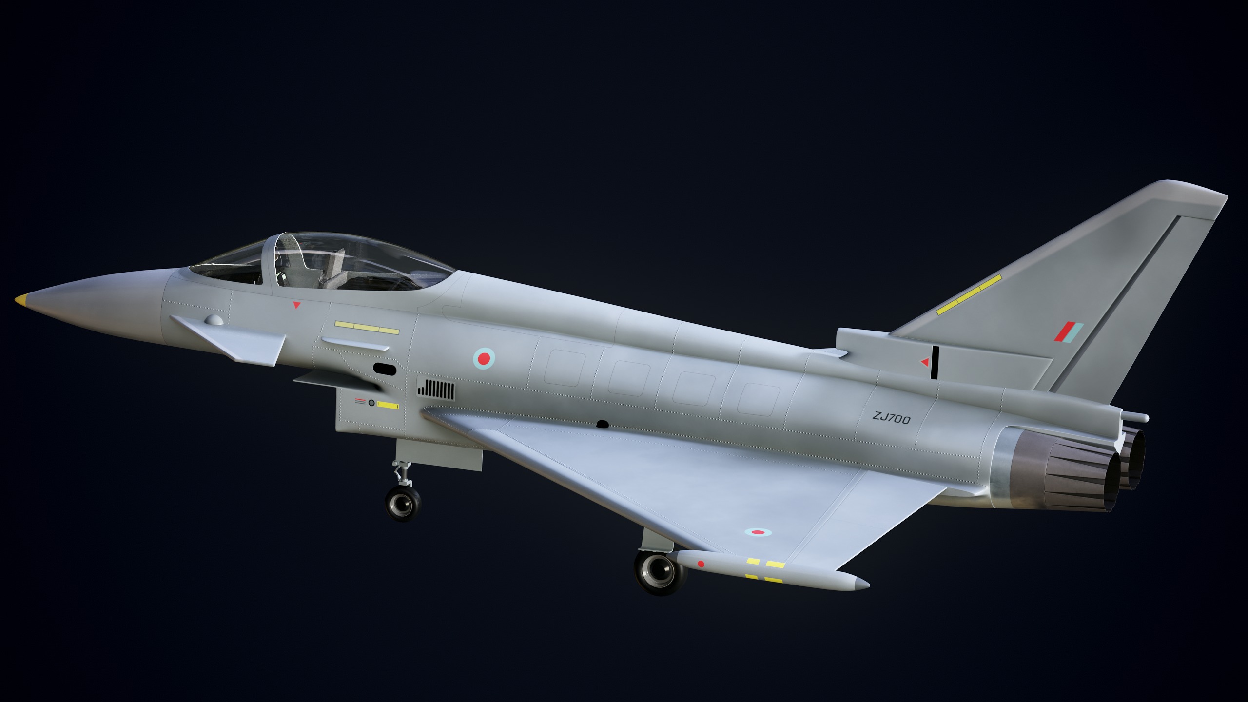 3D model Eurofighter Typhoon With The Cockpit Military Jet Plane VR ...